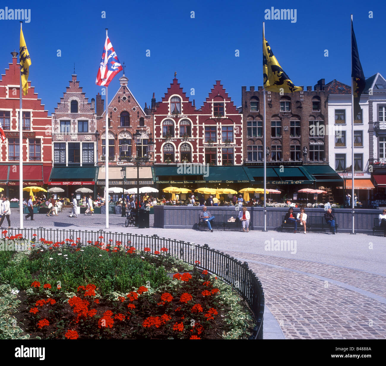 Colourful Market Square in Bruges Stock Photo - Alamy