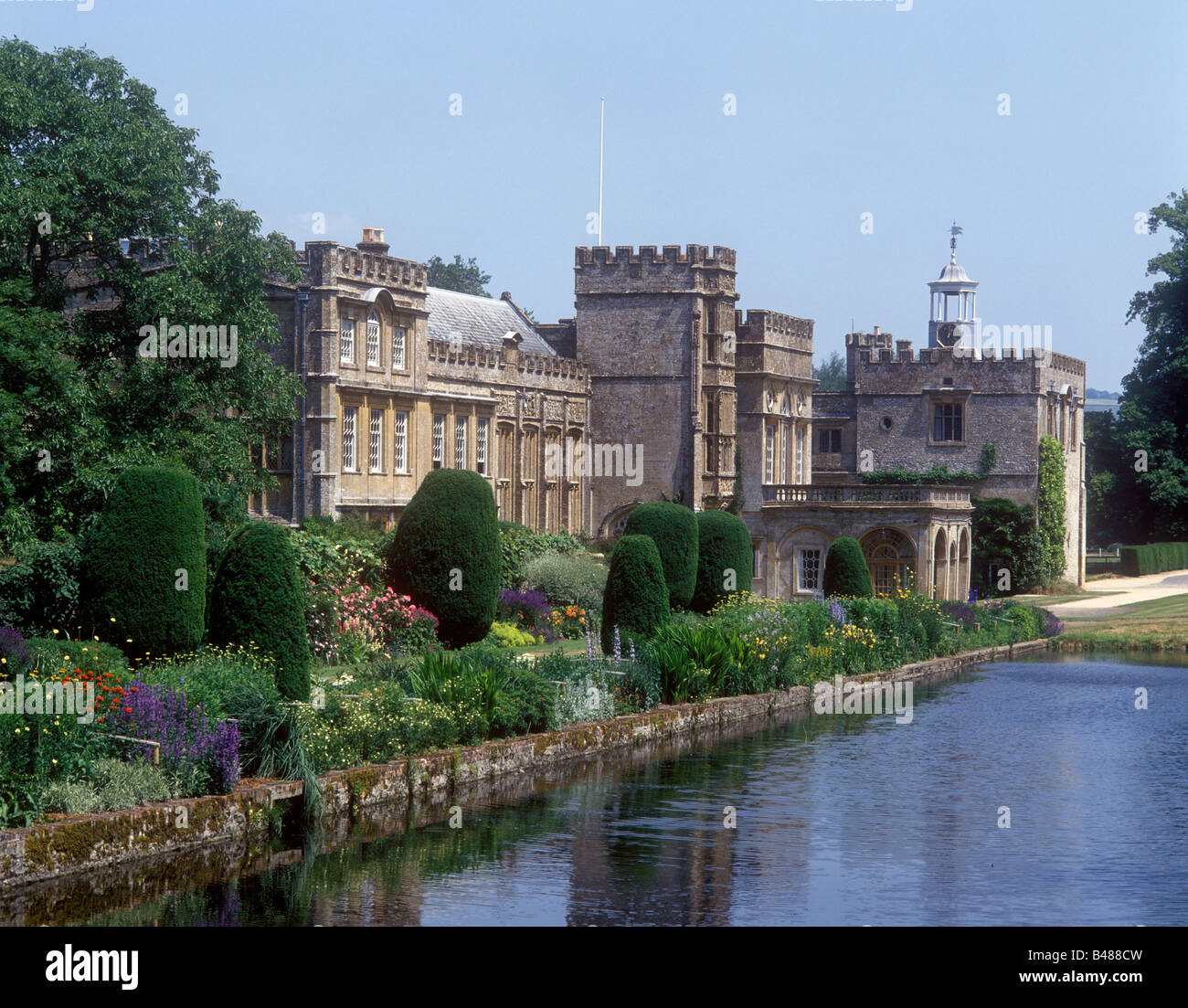 The fine monastic buildings of Forde Abbey, now a private mansion, on ...