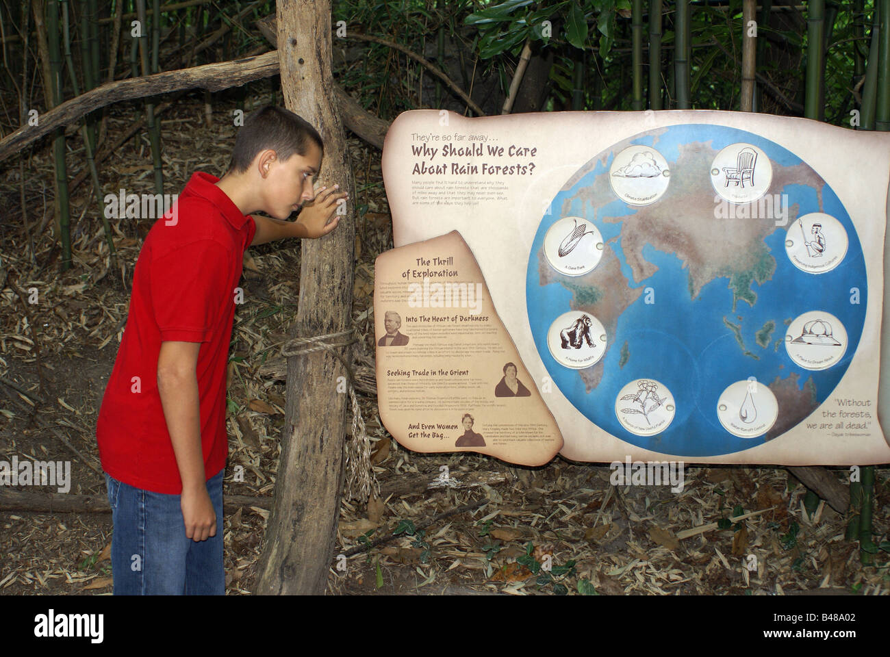 Boy reading informative sign at zoo hi-res stock photography and images ...