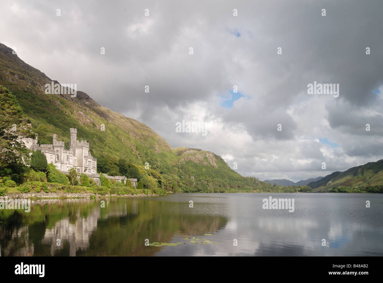 Kylemore abbey reflexes in lake with beautiful nature around Stock ...