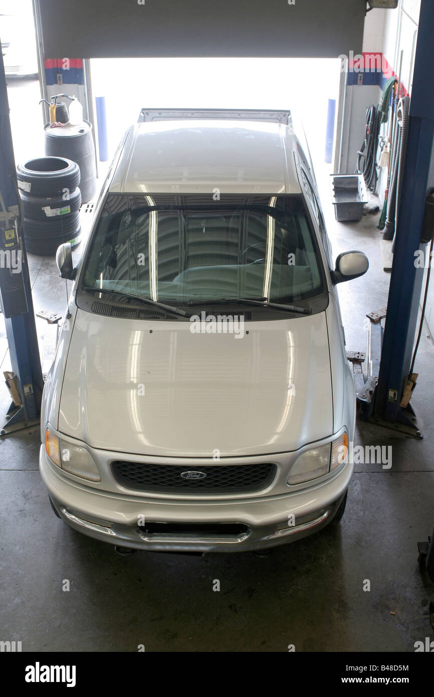 Pickup in auto repair shop stall Stock Photo - Alamy