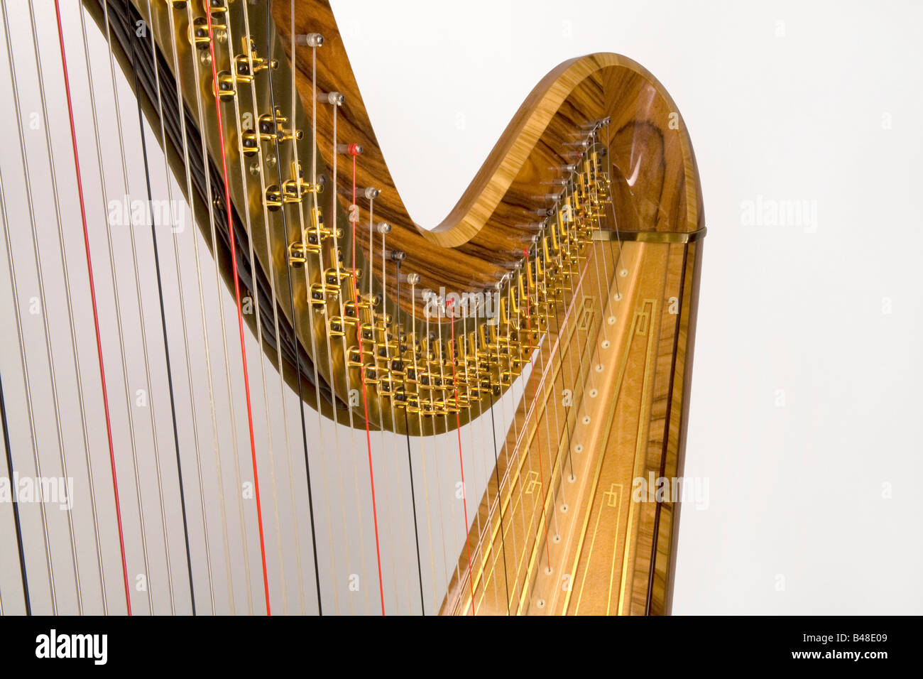 Celtic Harp (part) strings and wood veneer Horizontal format.64683 Harp ...