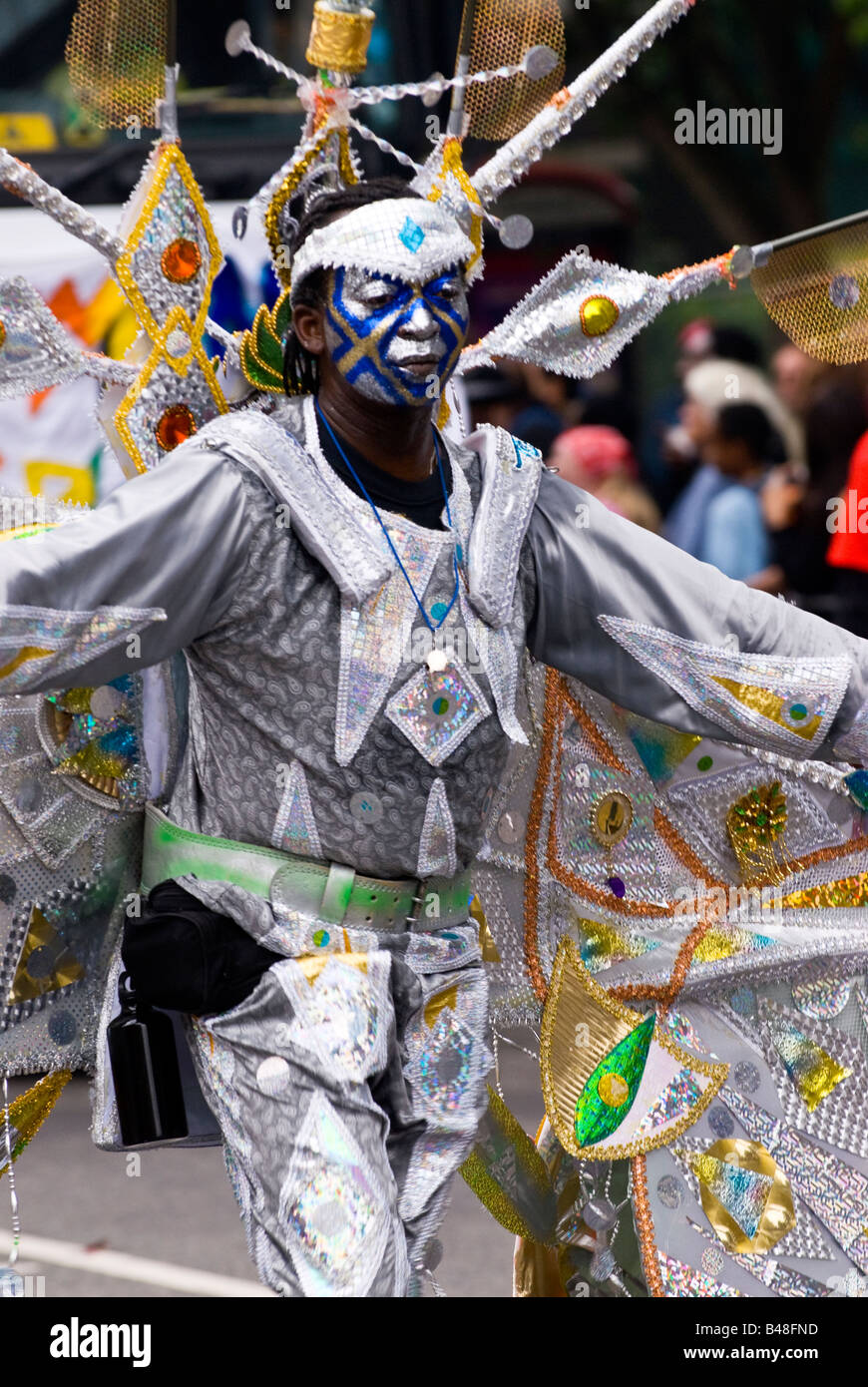 London , Notting Hill Carnival parade , handsome young black man with ...