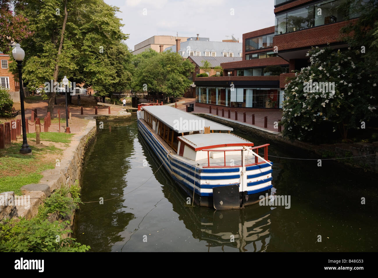 A restored canal boat in the C O Canal Georgetown Washington DC Stock ...