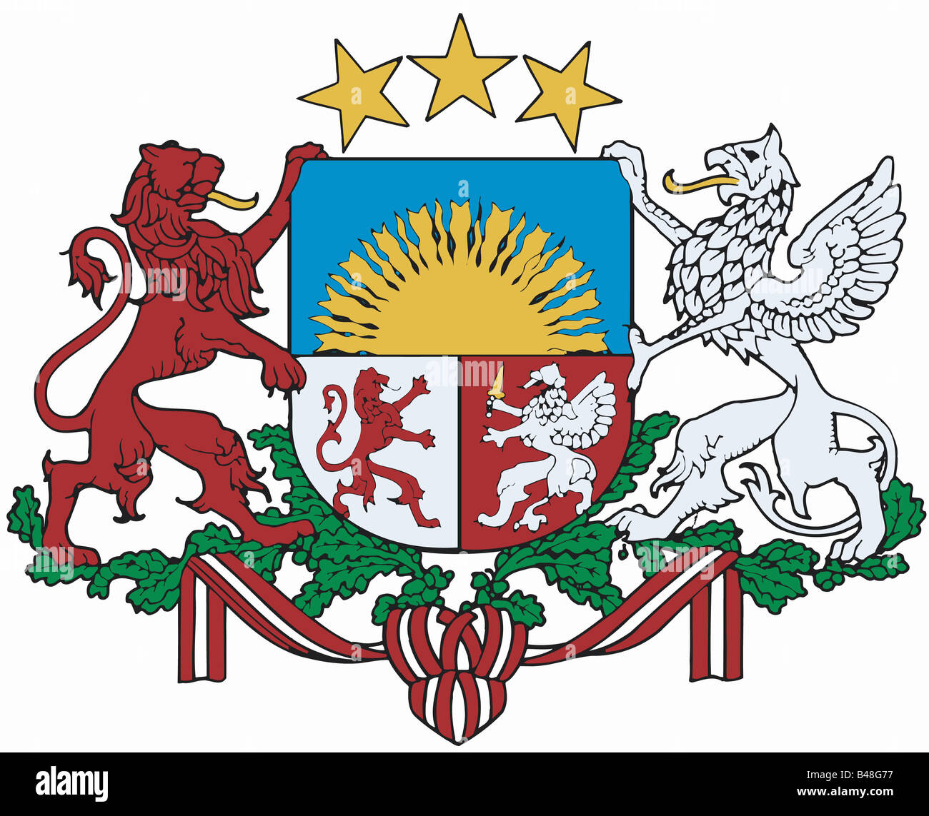 heraldry, coat of arms, Latvia, national coat of arms, symbol Stock ...