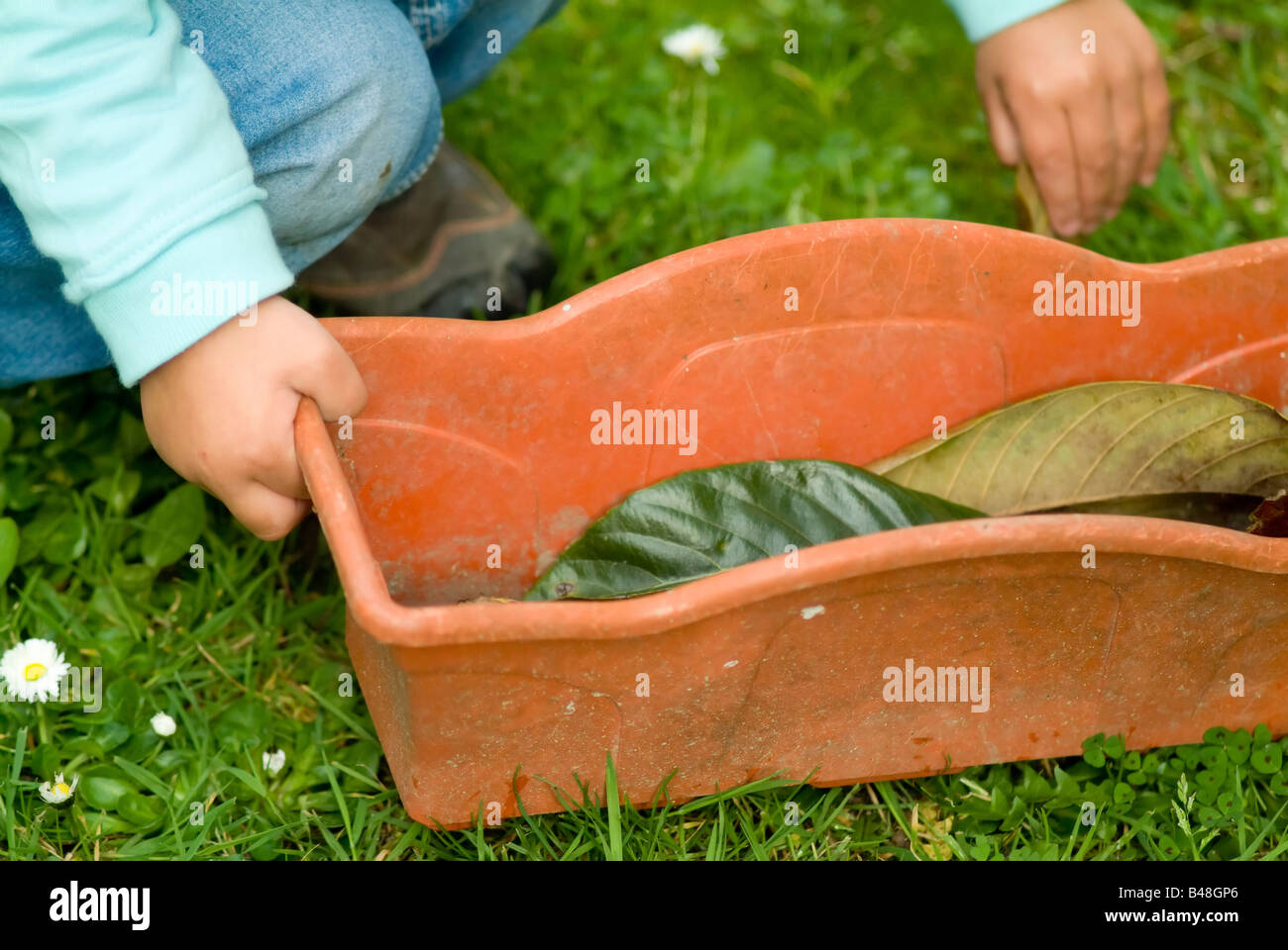 boy doing homework and gardening Stock Photo - Alamy