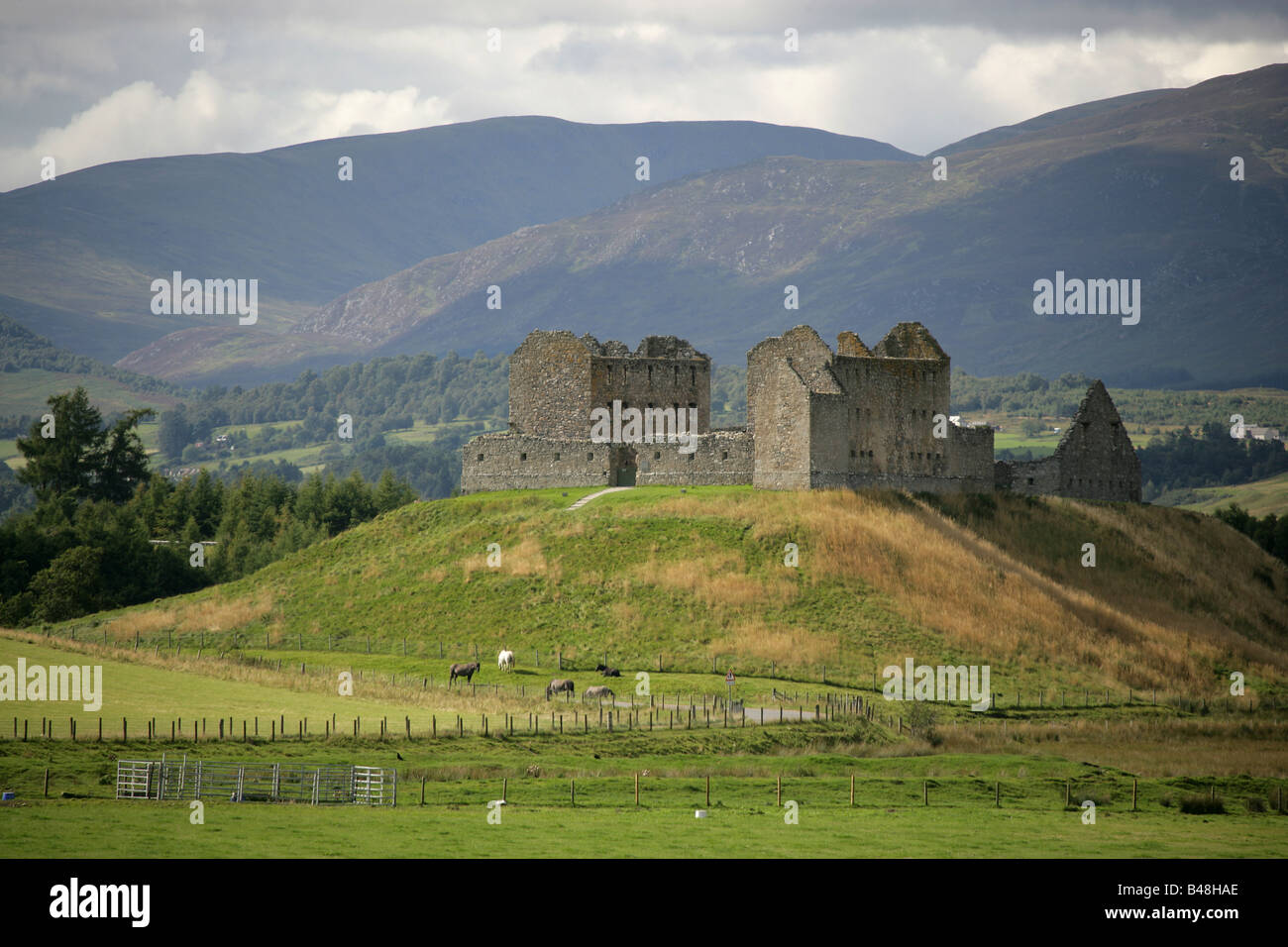 The Village of Kingussie, Scotland. Ruthven Barracks with the ...