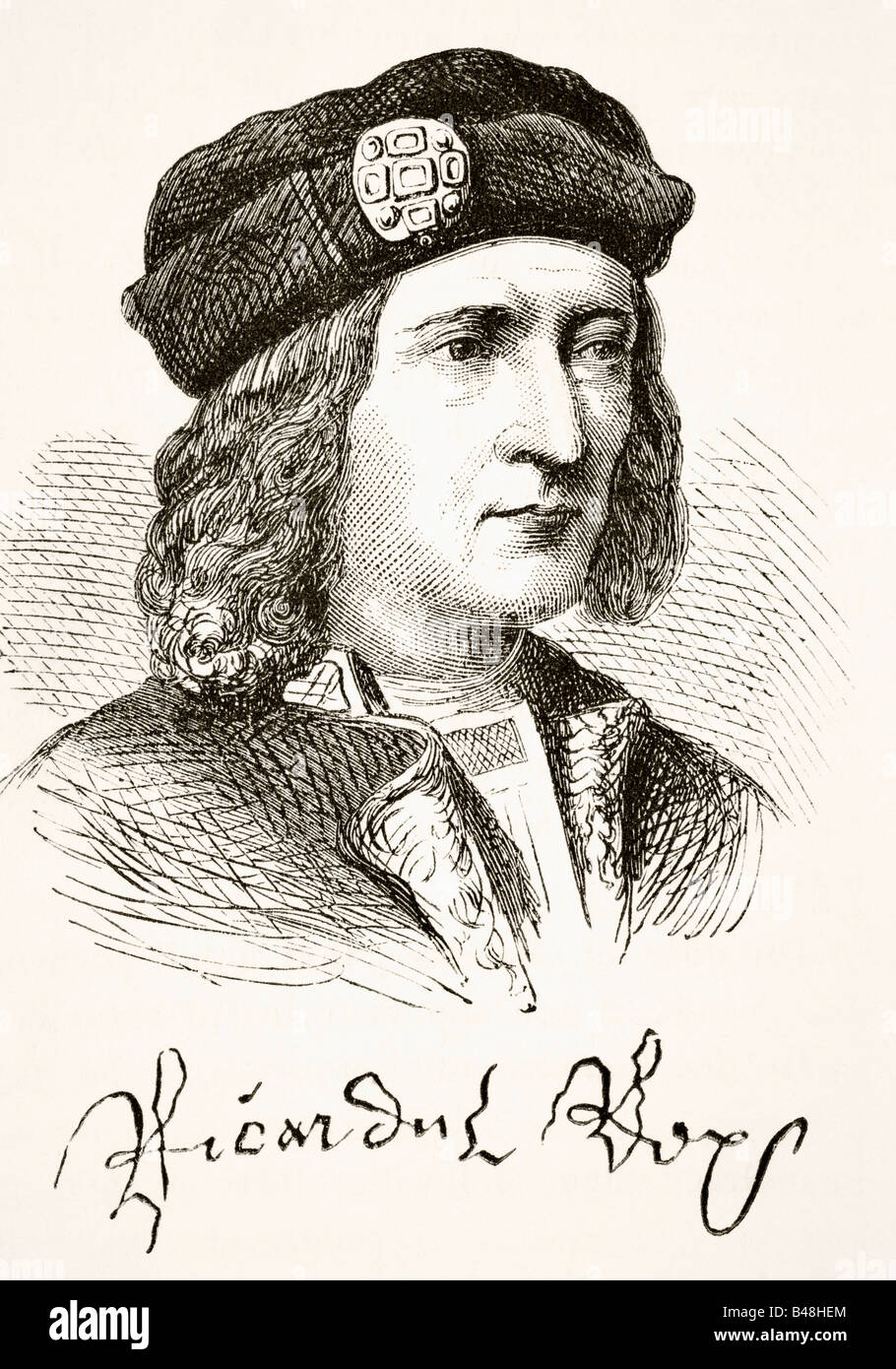 Portrait and signature of King Richard III of England, 1452 - 1485 ...
