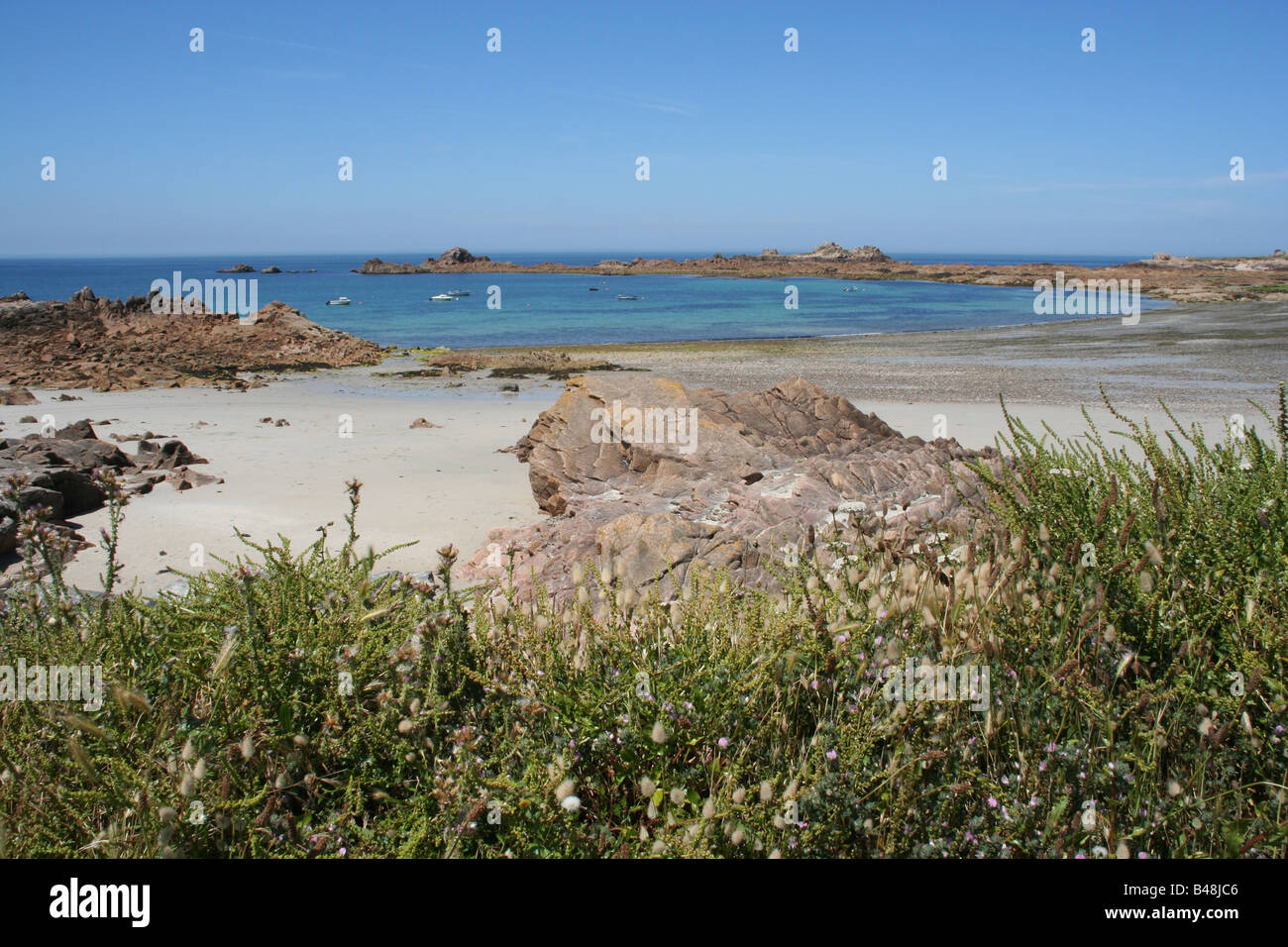 guernsey quiet sandy beach channel island summertime europe Stock Photo ...