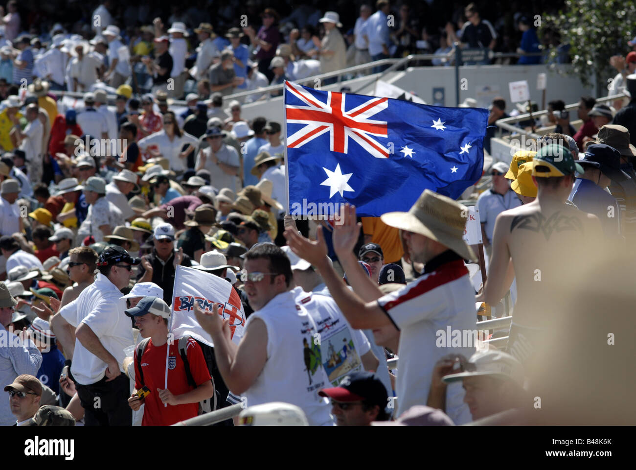 Members of the Barmy Army at a cricket match in Perth, Western ...