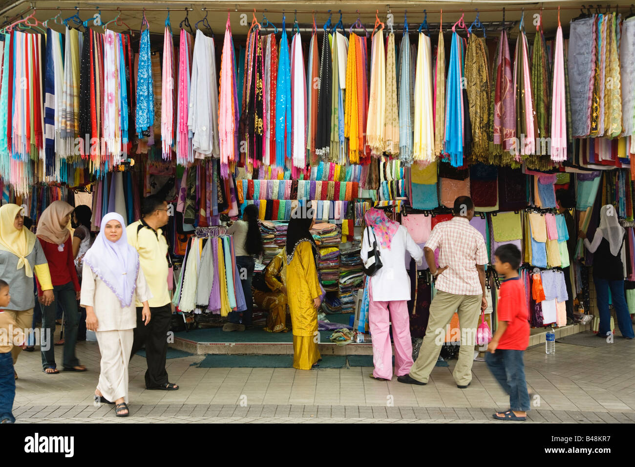 Colorful textiles in a shop, Little India, Kuala Lumpur, Malaysia Stock ...