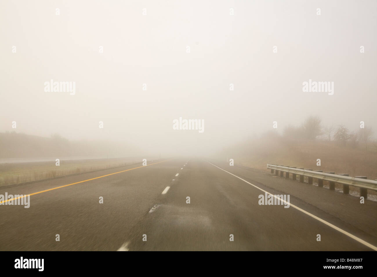 Low visibility on road Stock Photo - Alamy