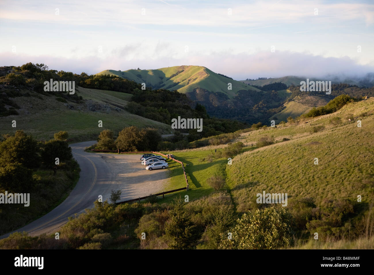 Aerial view of Azalea Hill Trail trailhead parking lot along Fairfax ...
