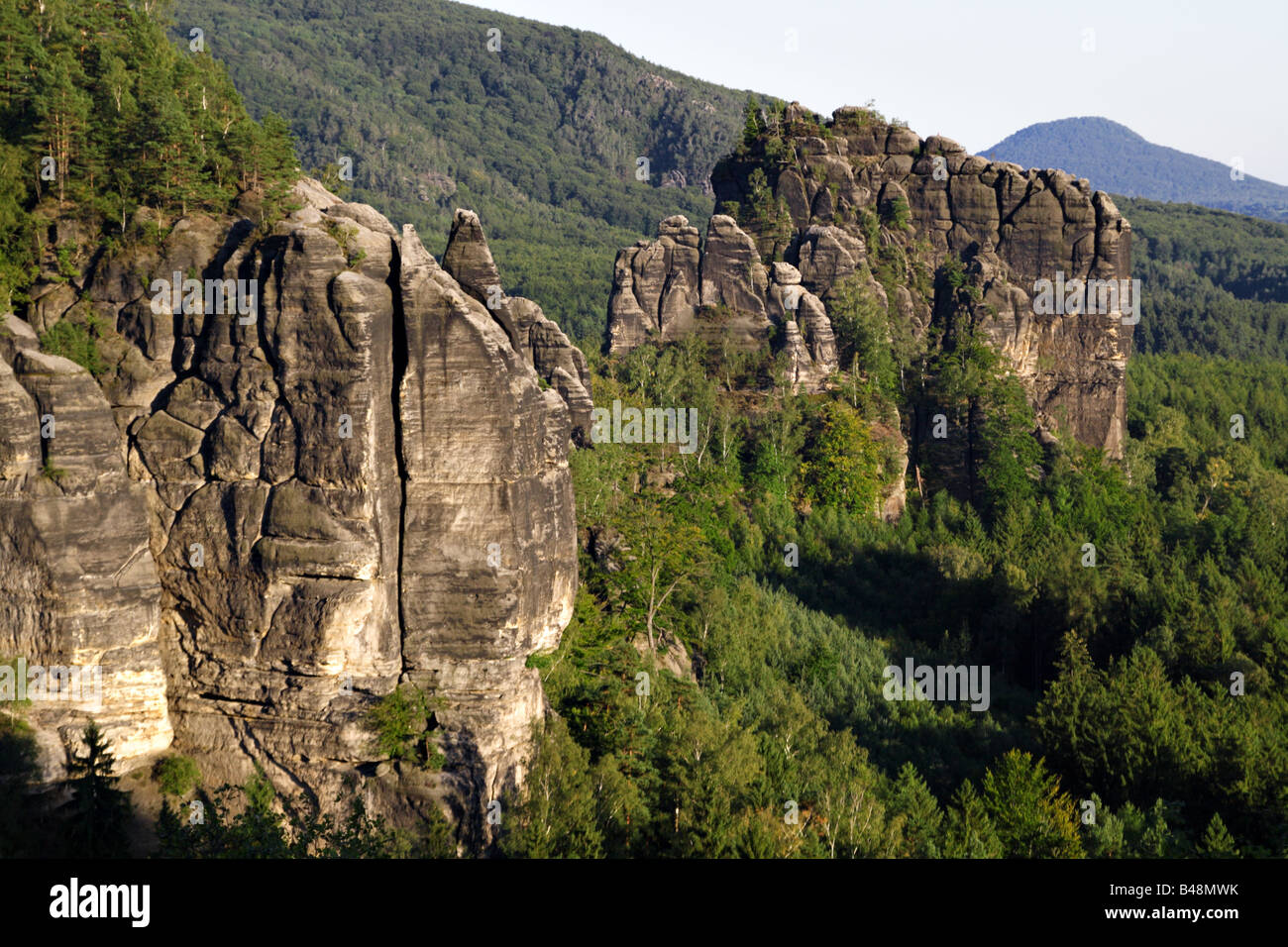 View over rocks in national park Sächsische Schweiz, Germany Stock ...