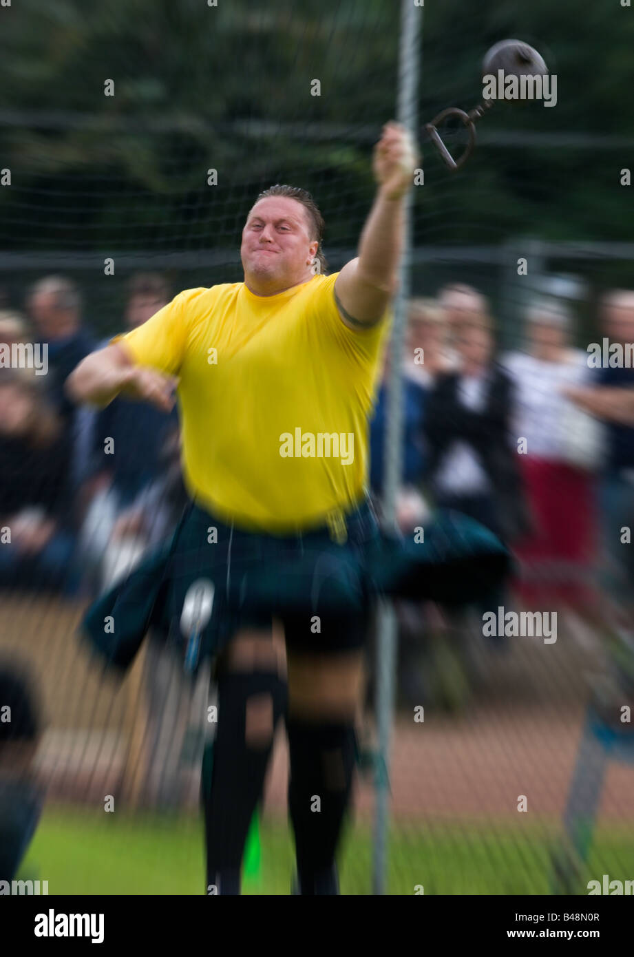 Sportsman Throwing the Hammer at the Cowal Gathering. A traditional ...