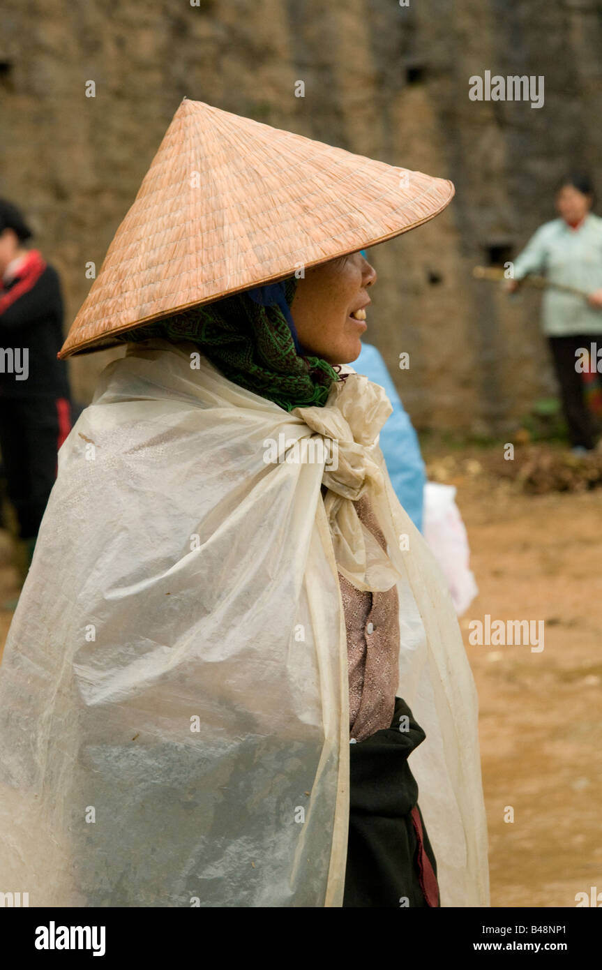 Vietnamese woman wearing traditional bamboo hat hi-res stock ...