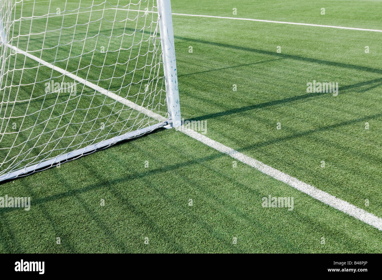 detail of football goal and field Stock Photo - Alamy