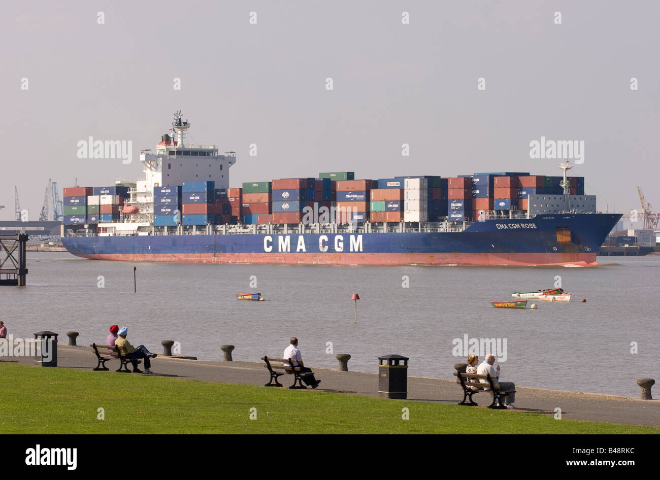 CMA CGM Rose Monrovia container ship sailing down the Thames Estuary at ...