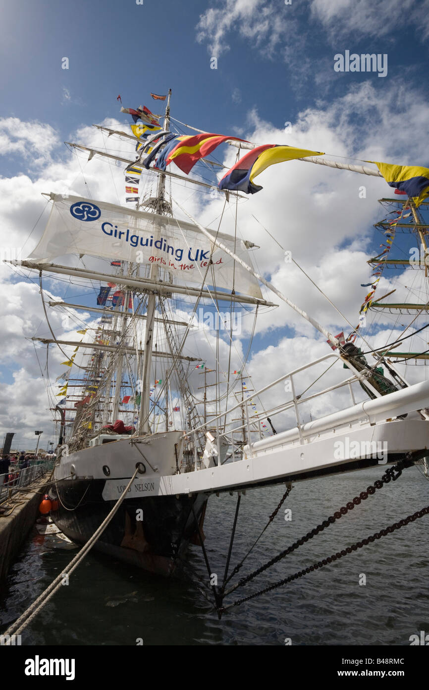 Lord Nelson three masted Barque 1985 from UK in Tall Ships race berthed ...