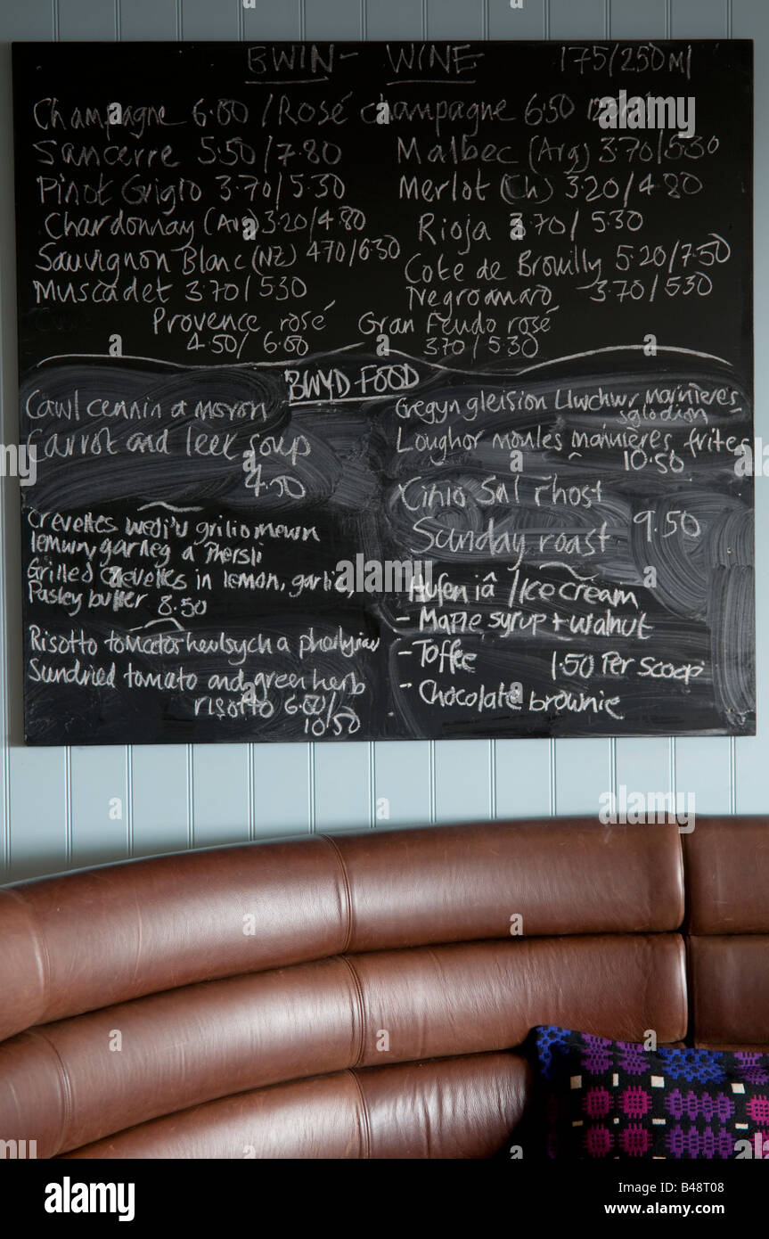 Handwritten chalk menu Interior of the cafe bar at the Harbourmaster ...
