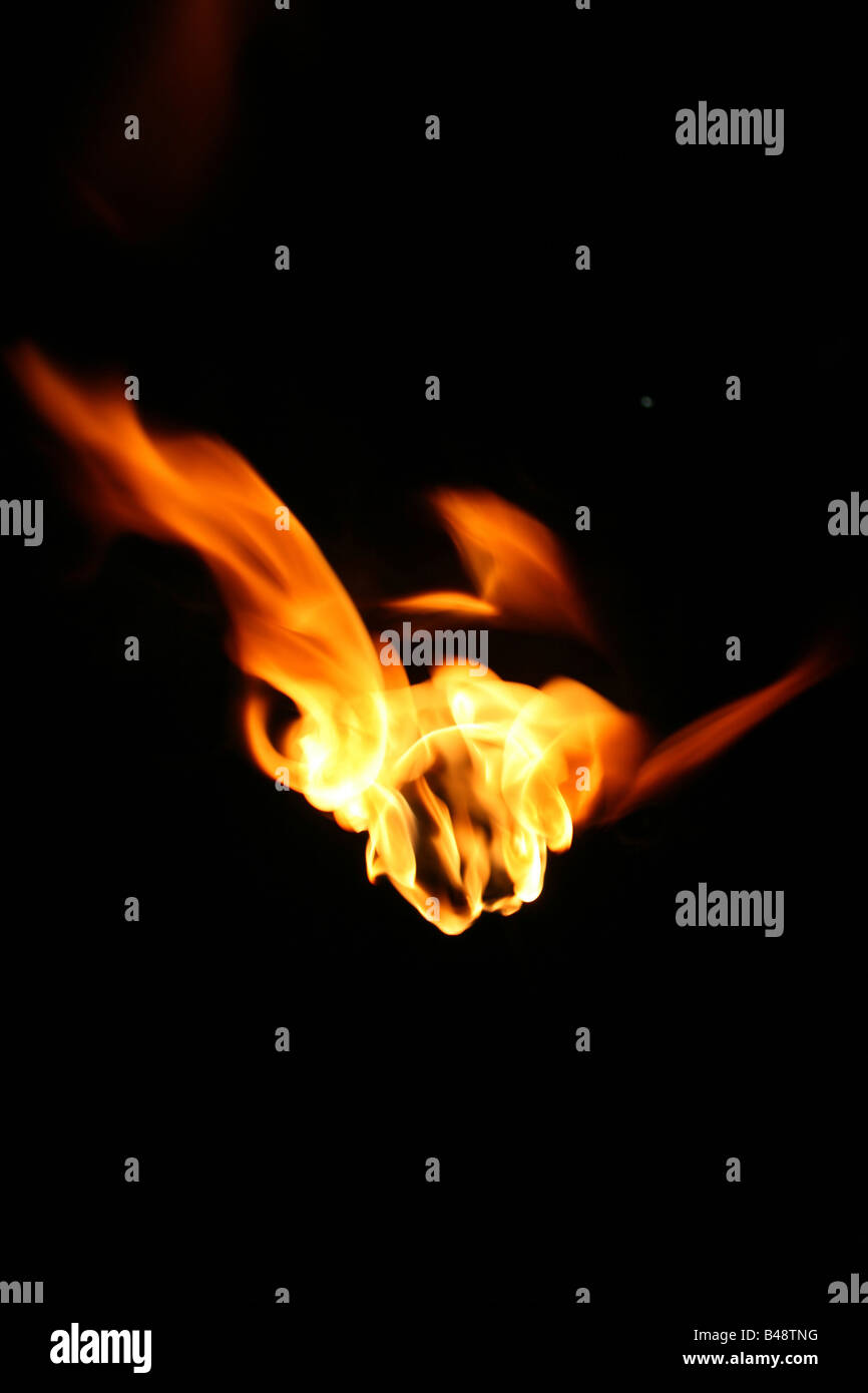 fire flame over black background Stock Photo - Alamy