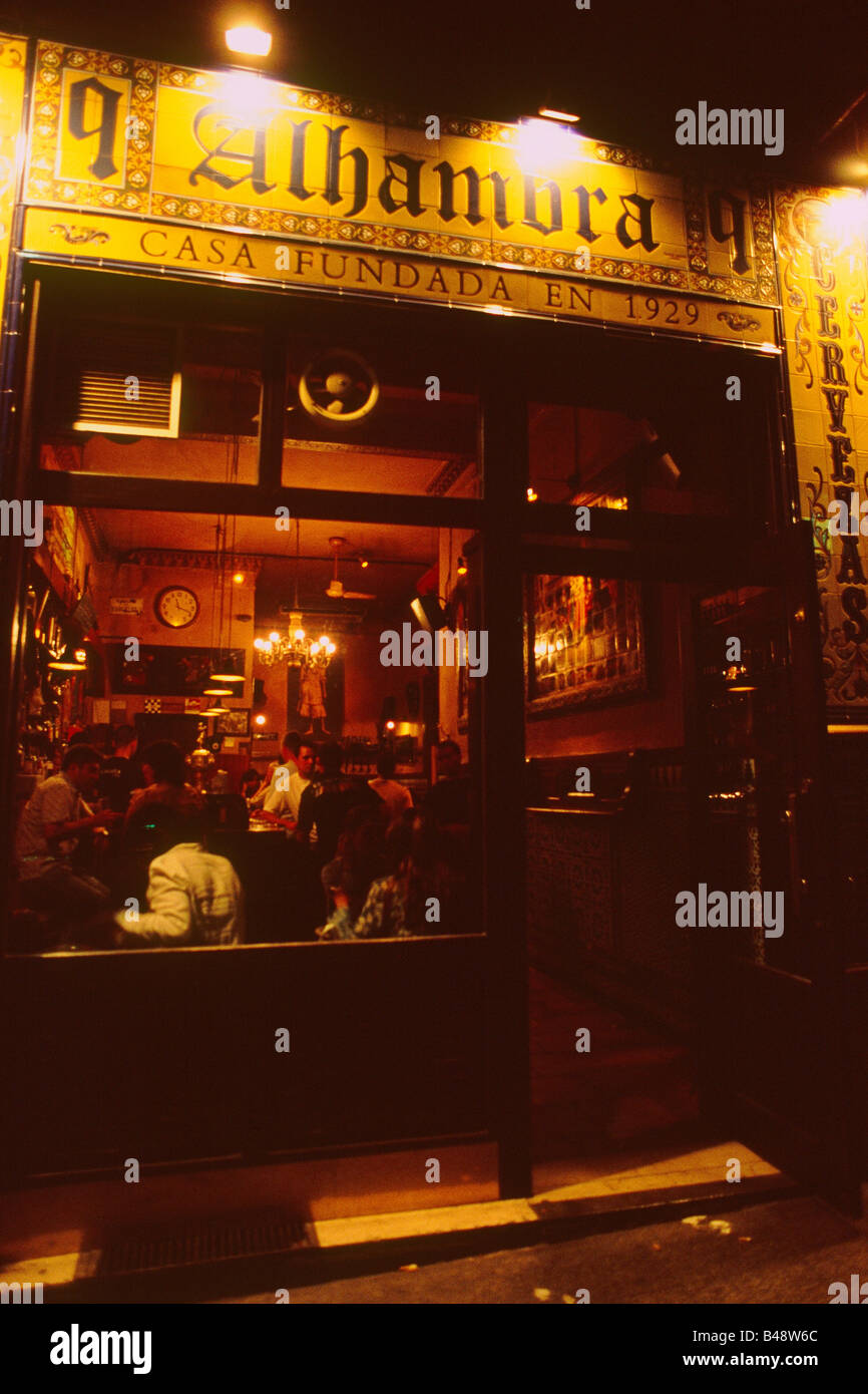Spain - Madrid - old Tapas bar at night Stock Photo - Alamy