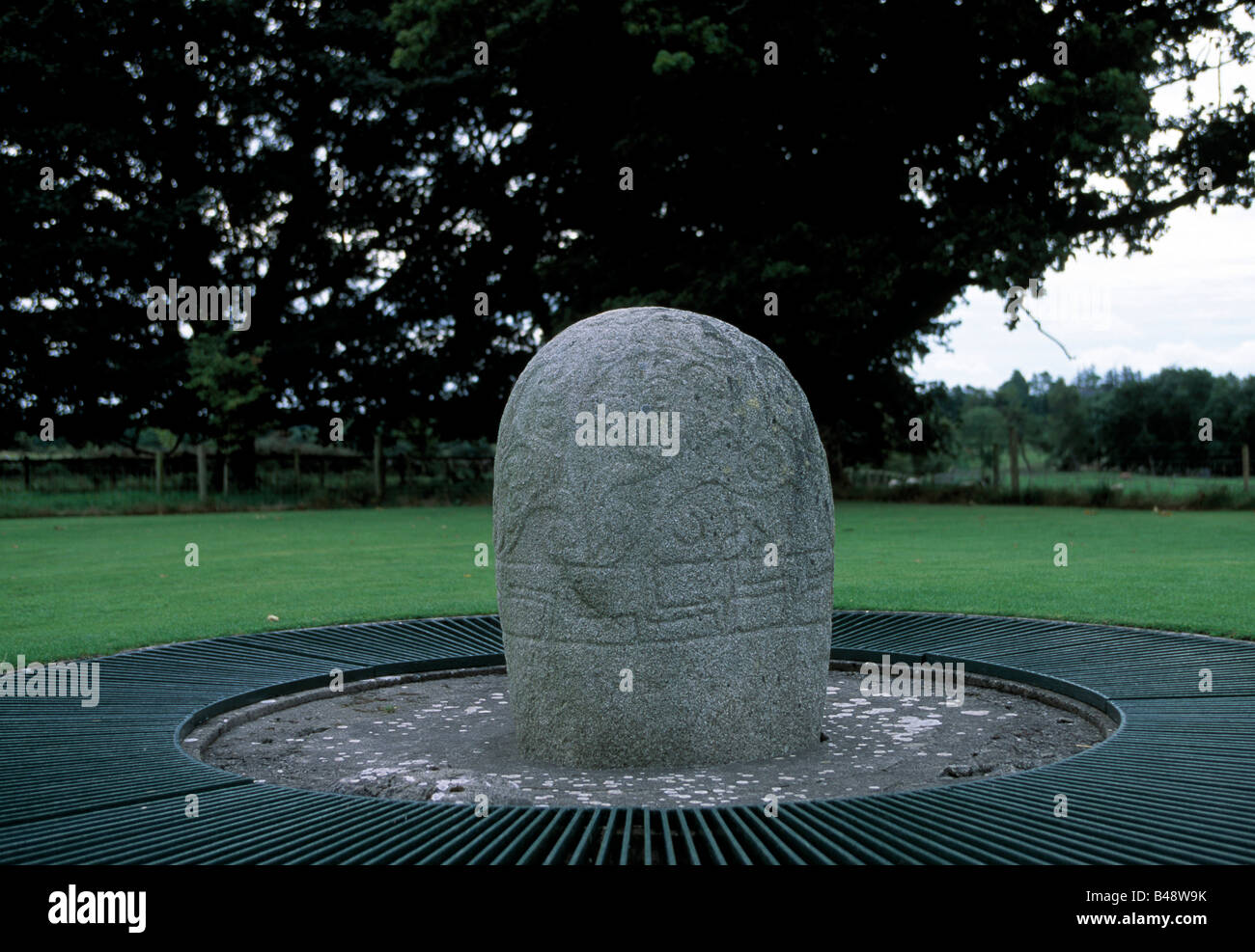 late iron age sculptured standing stone in the irish landscape Stock ...