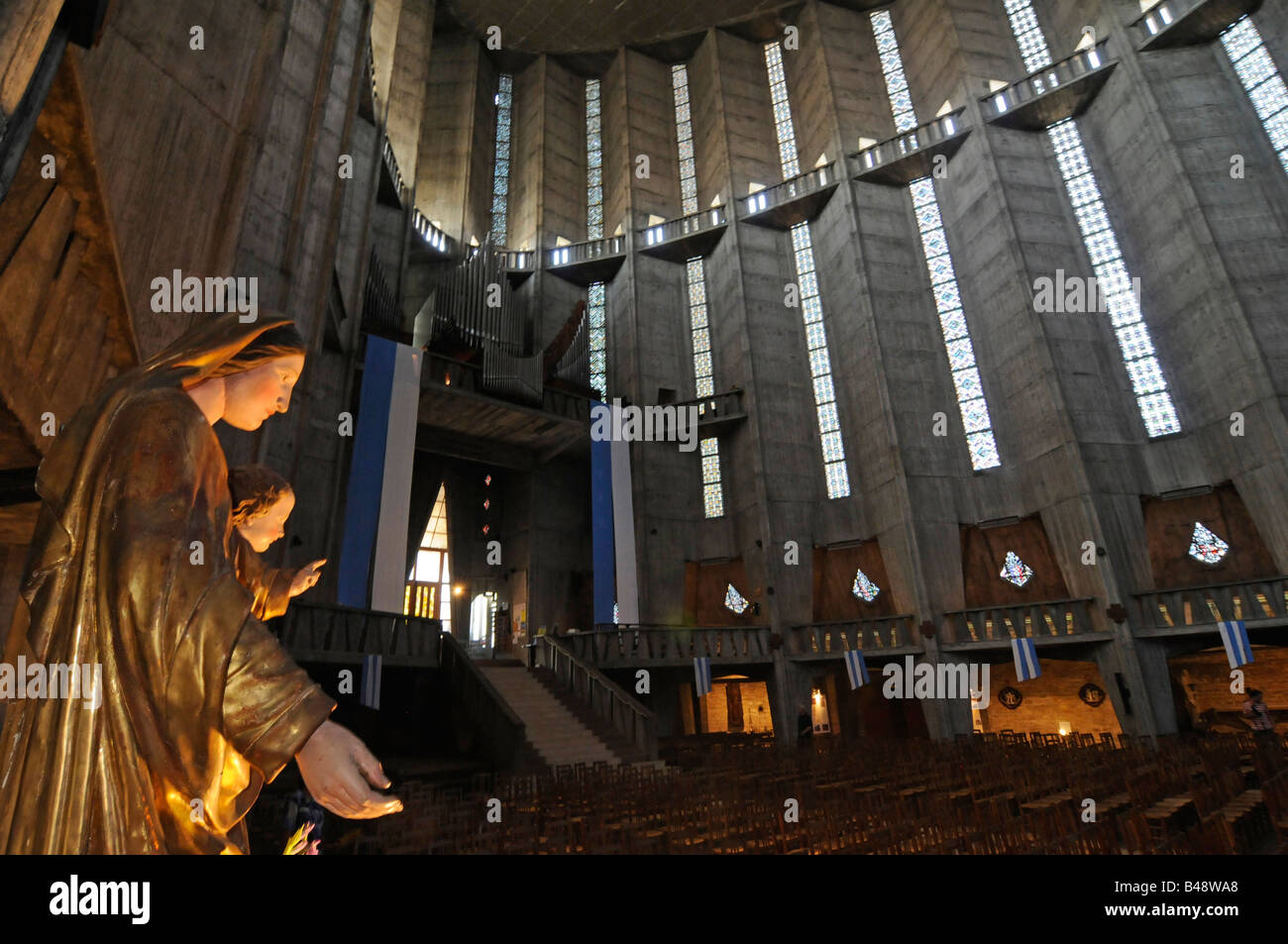 Interior of the main Royan church, built after the 2sd World War in a ...