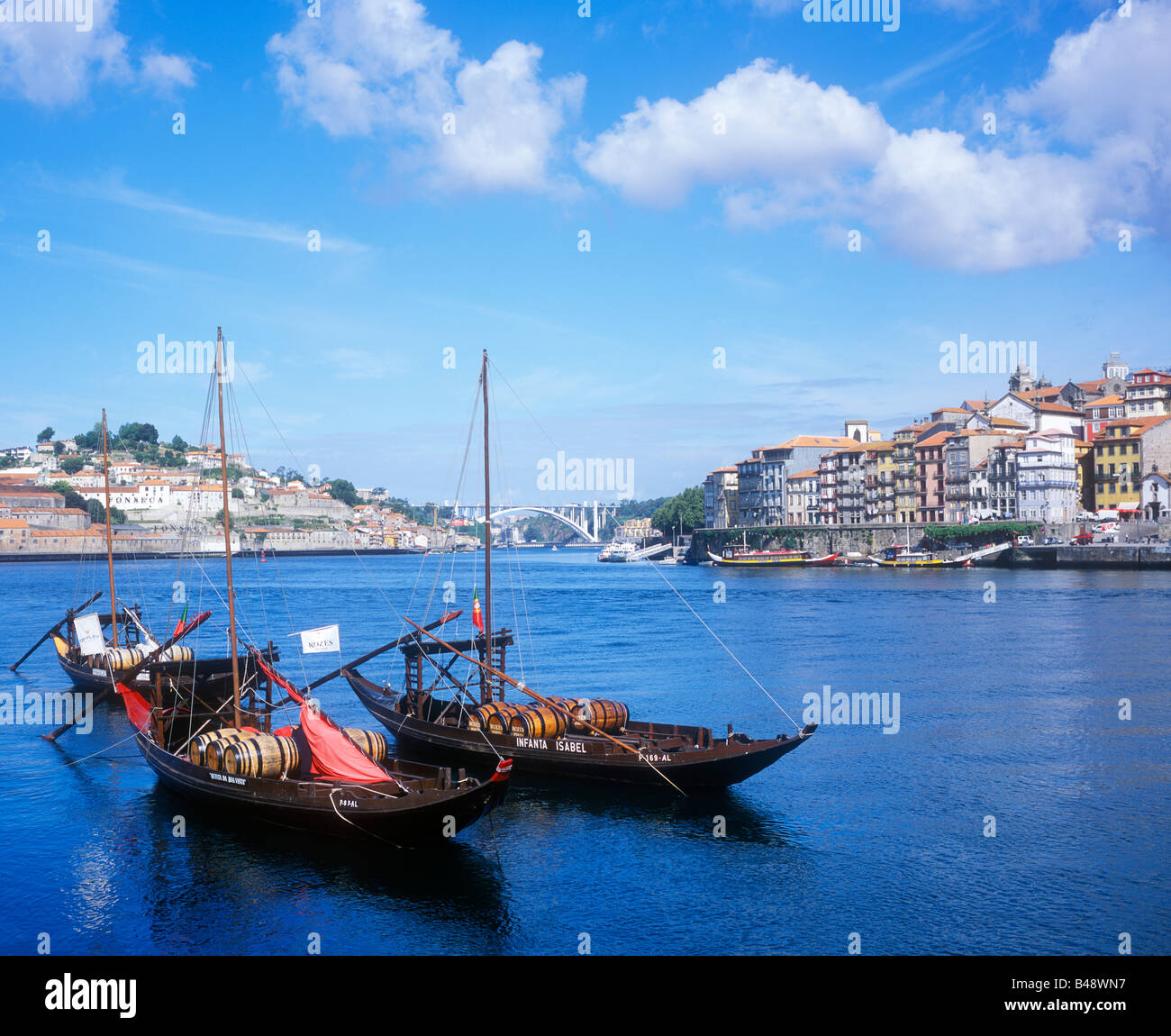 port wine boats on Rio Douro in Porto, Portugal Stock Photo - Alamy