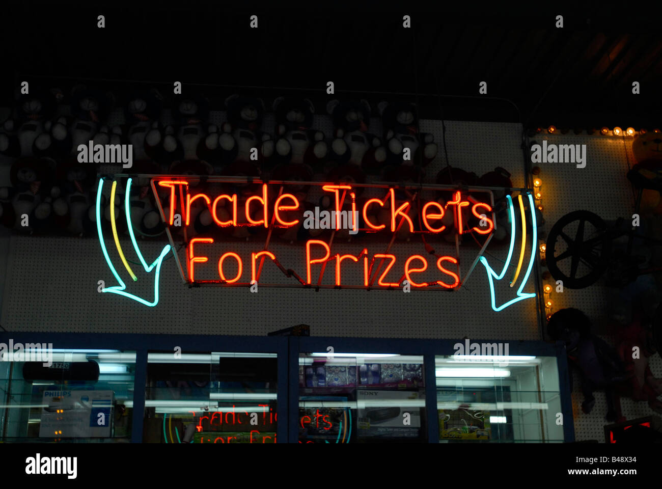 Winners collect their prizes at an arcade in Astroland in Coney Island ...