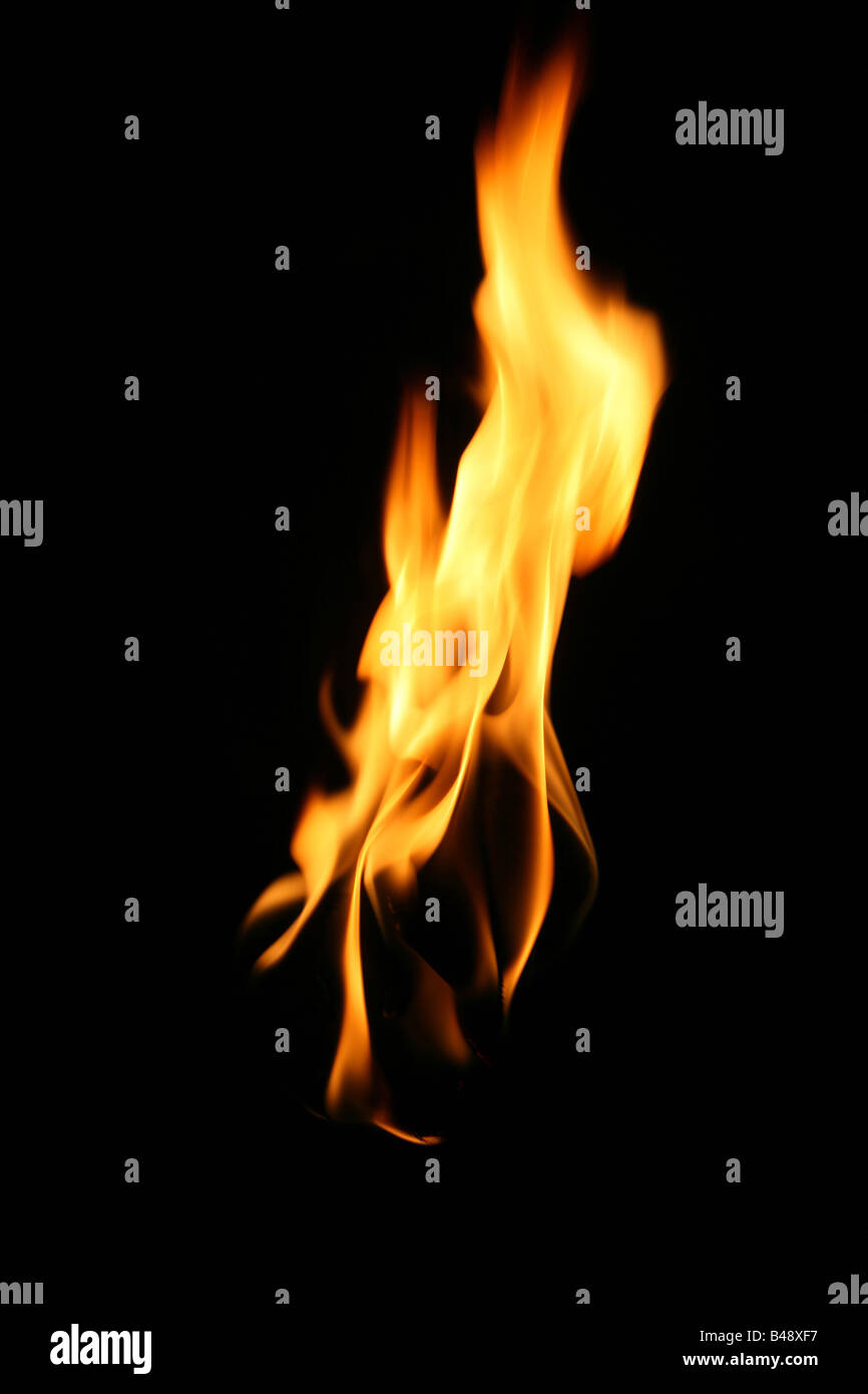 fire flame over black background Stock Photo - Alamy