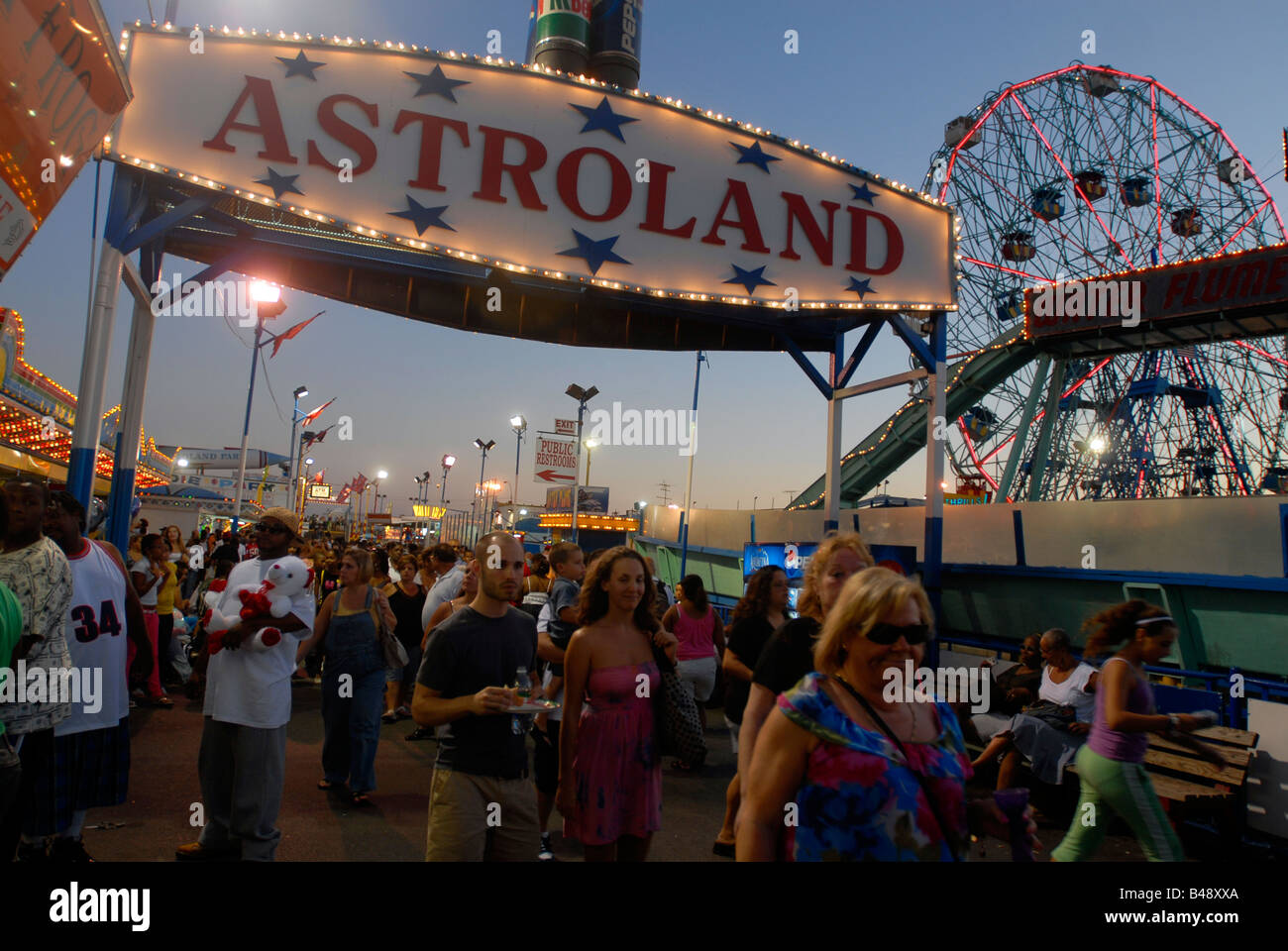 Visitors to Astroland in Coney Island in the Brooklyn borough of New ...