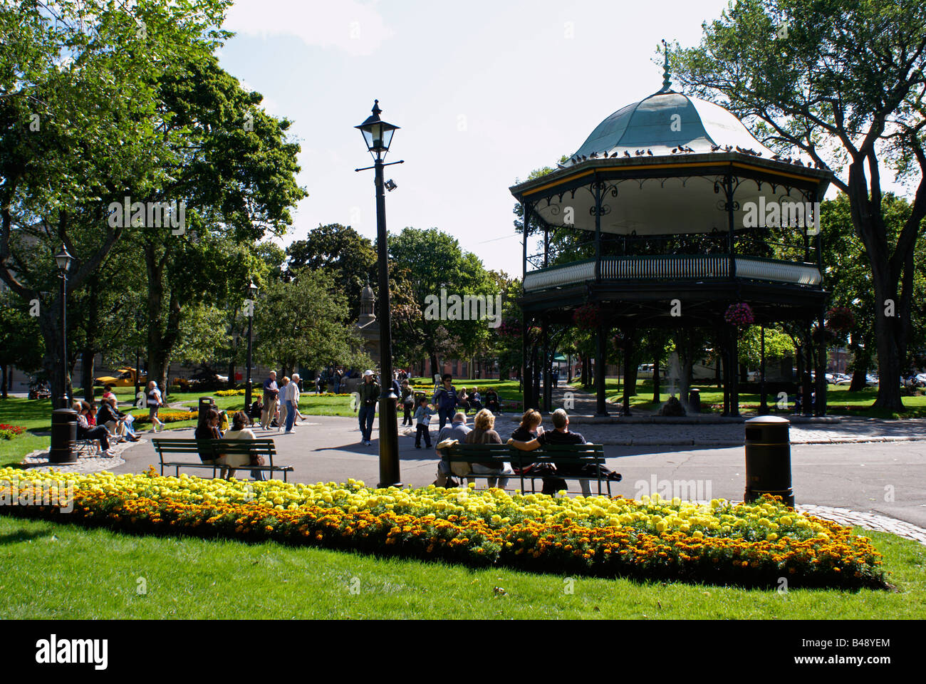 People relaxing in King's Square in the city of Saint John, New ...