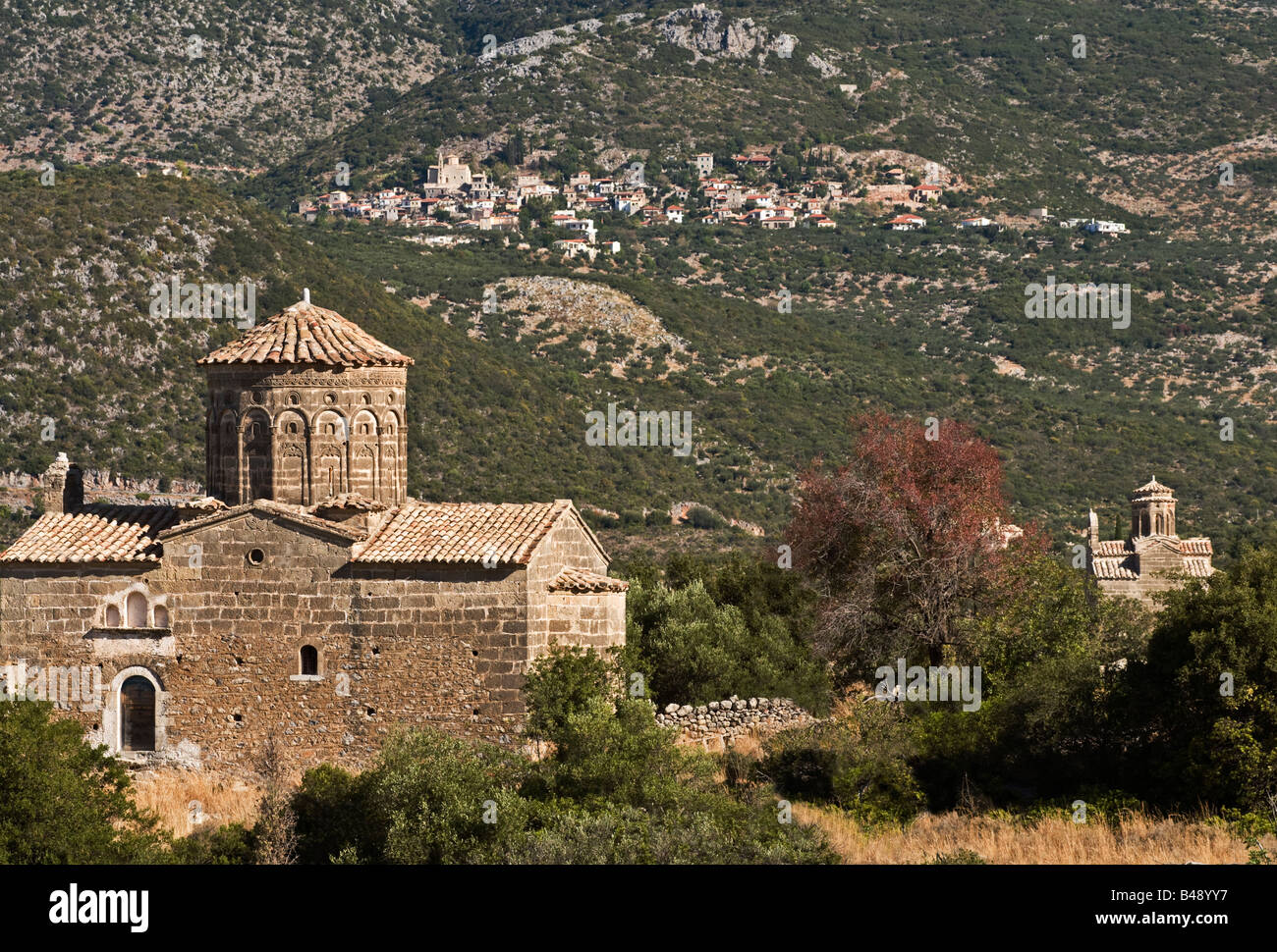 The distant village of Prosilio from the church of Koimesis Theotokou ...
