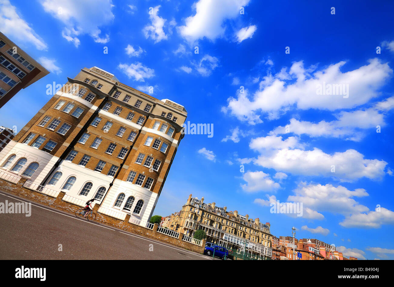 Unusual view of the Hove promenade, Hove architecture, East Sussex ...