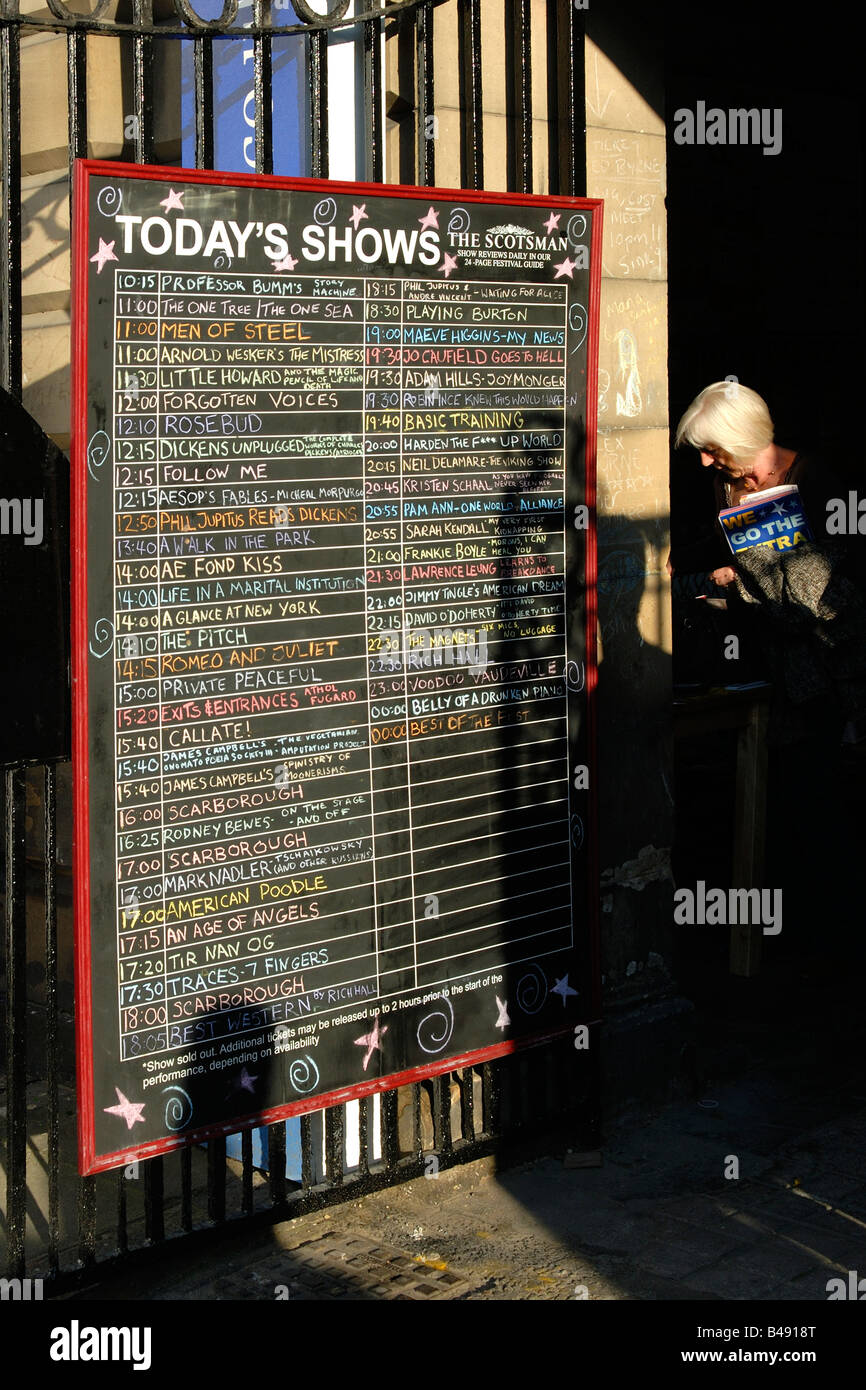 Edinburgh Fringe Festival , blackboard with the plays & shows for the ...
