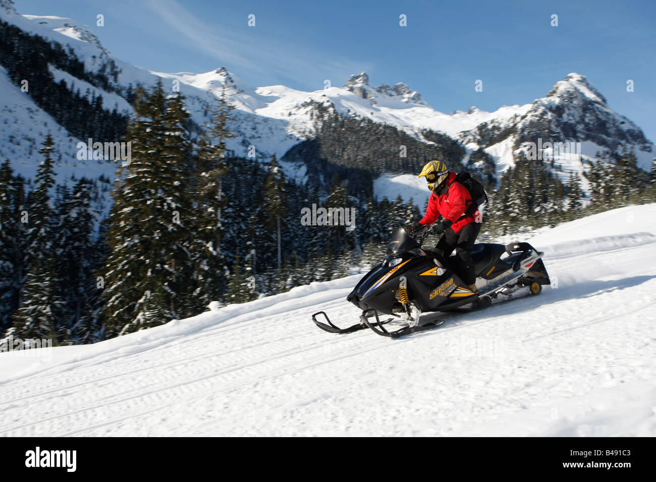 snowmobile adventure tour in Whistler British Columbia Stock Photo - Alamy