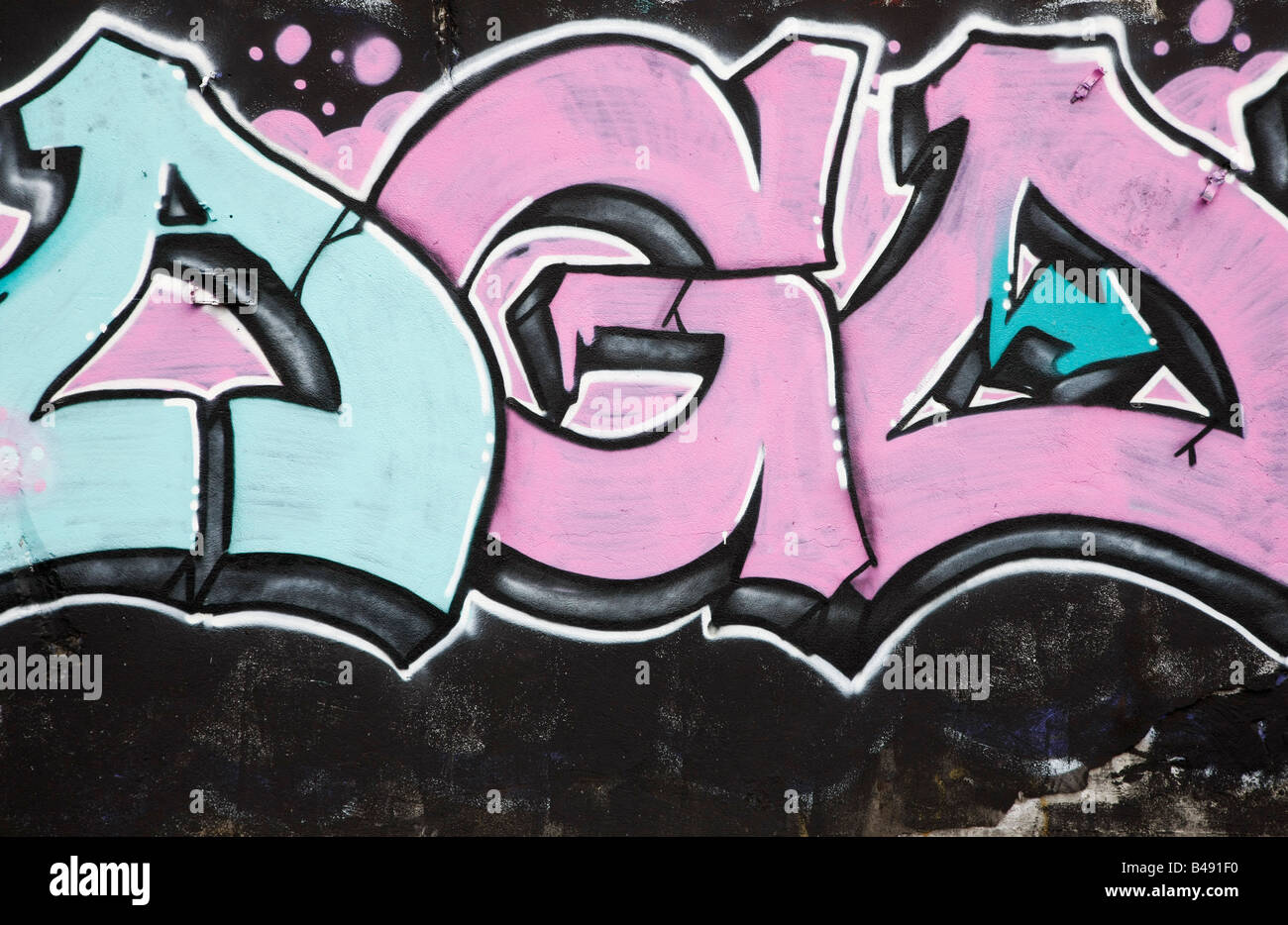 Inner city background with colorful graffiti Stock Photo - Alamy