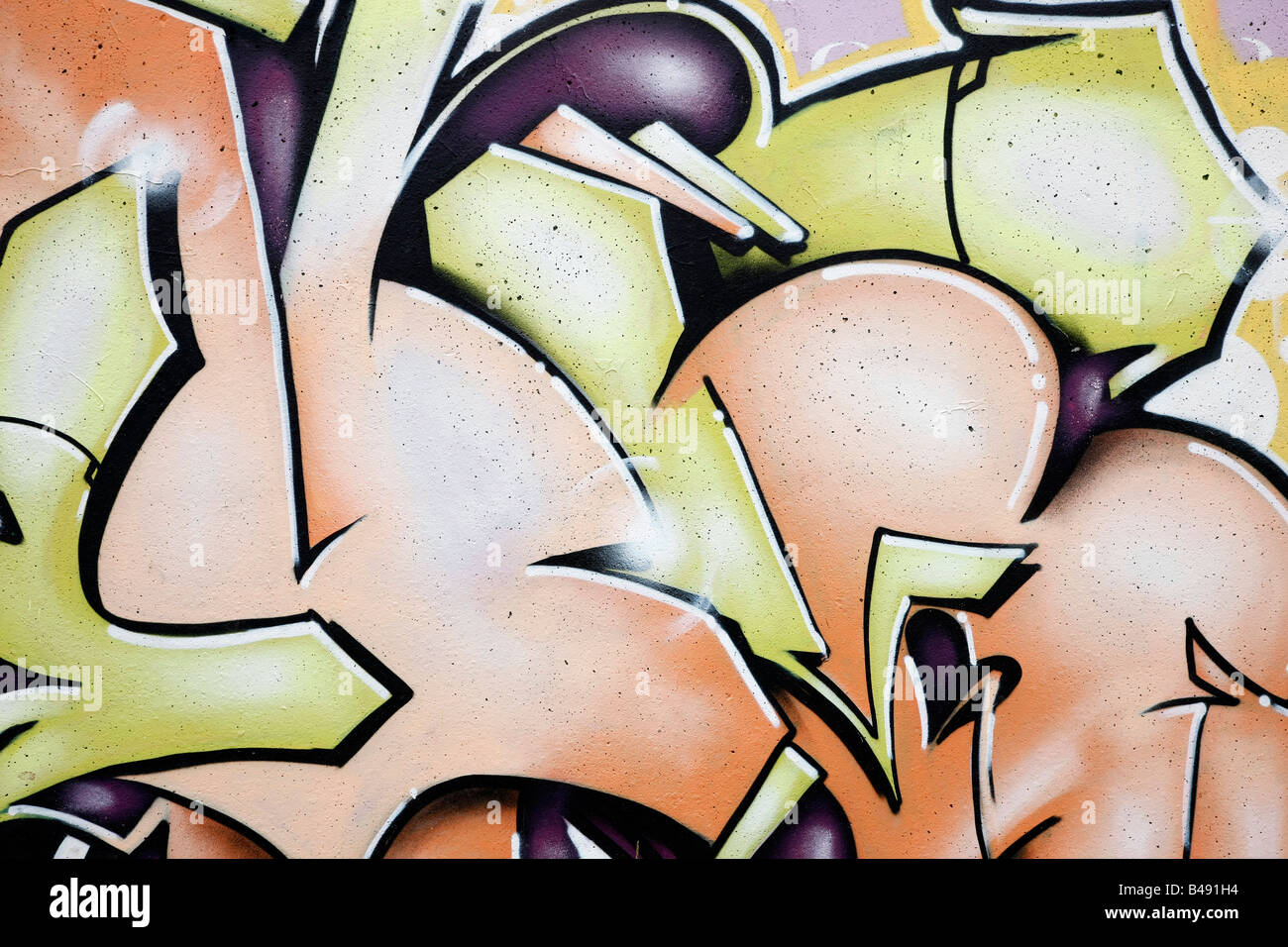Inner city background with colorful graffiti Stock Photo - Alamy