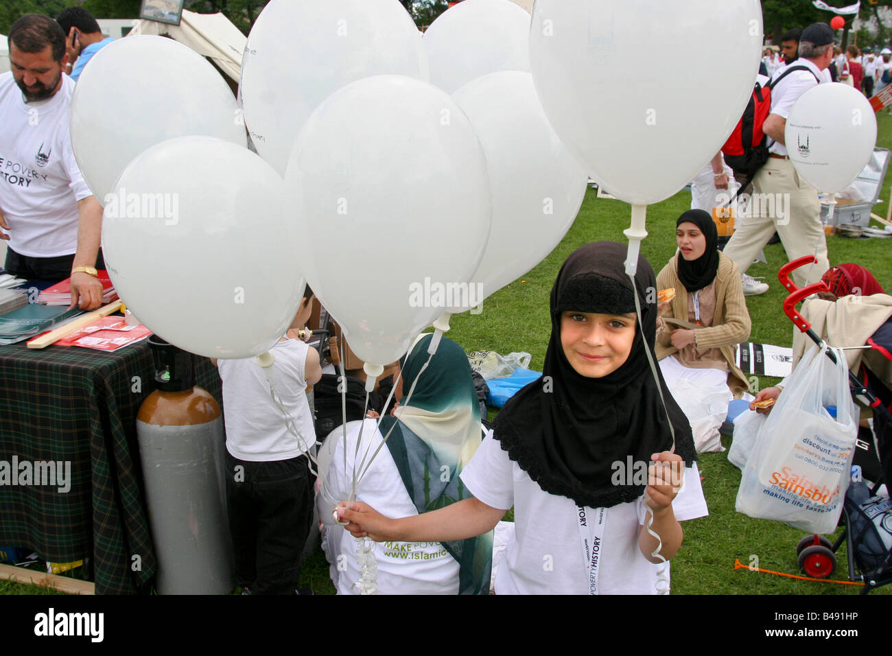 A muslim girl during social event in Edinburgh Park, Scotland, UK Stock ...