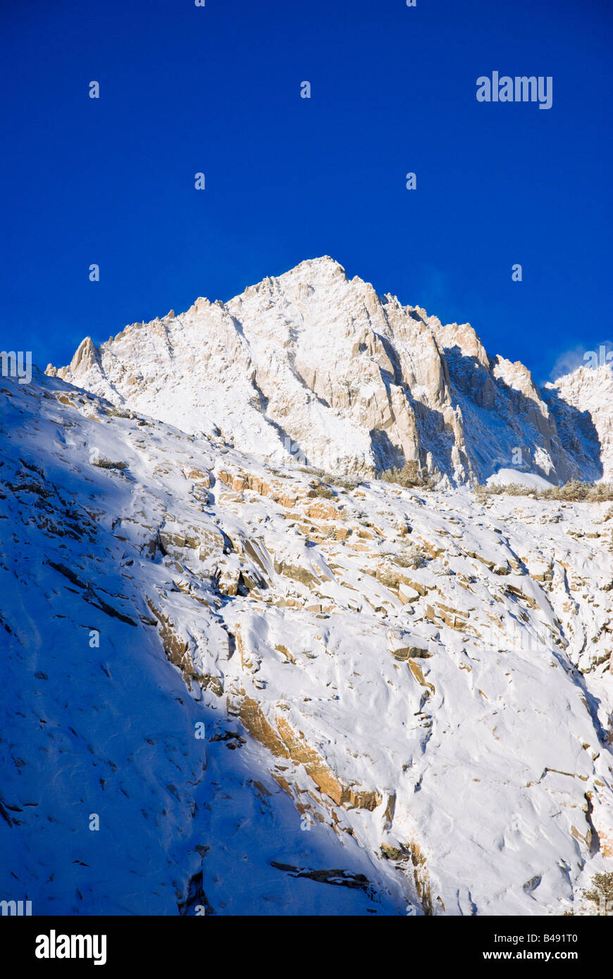 Fresh snow on Mount Abbot after a winter storm John Muir Wilderness ...