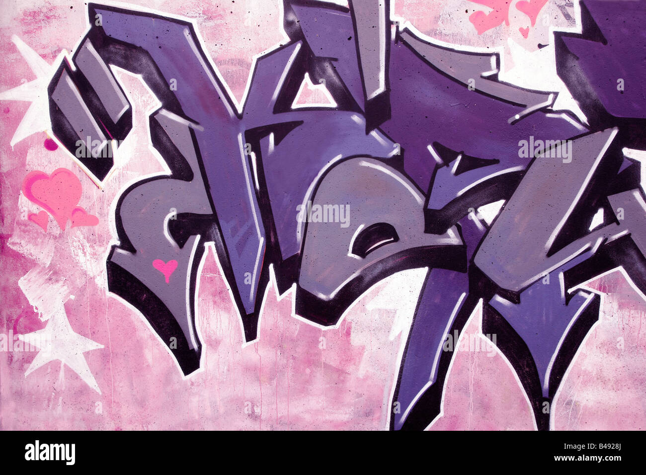 Inner city background with colorful graffiti Stock Photo - Alamy