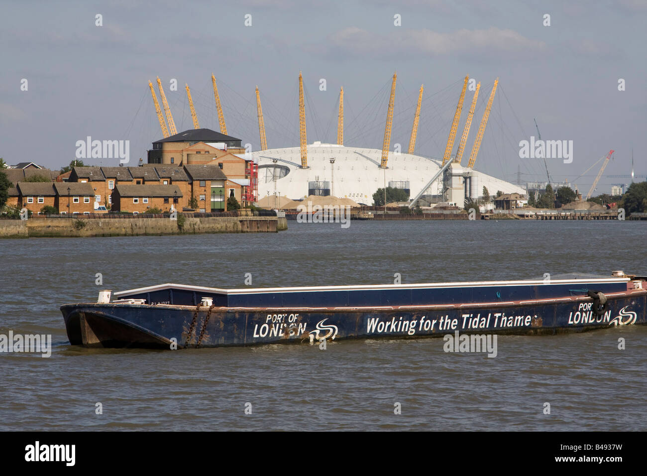O2 arena from greenwich across the river thames london england uk gb ...