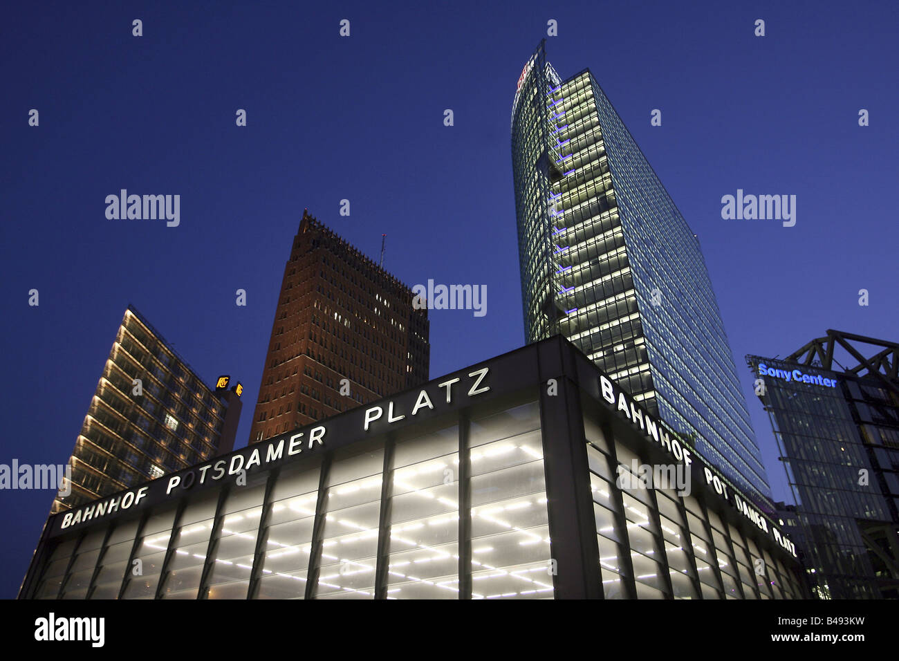 Buildings at the Potsdam Square in the evening, Berlin, Germany Stock ...