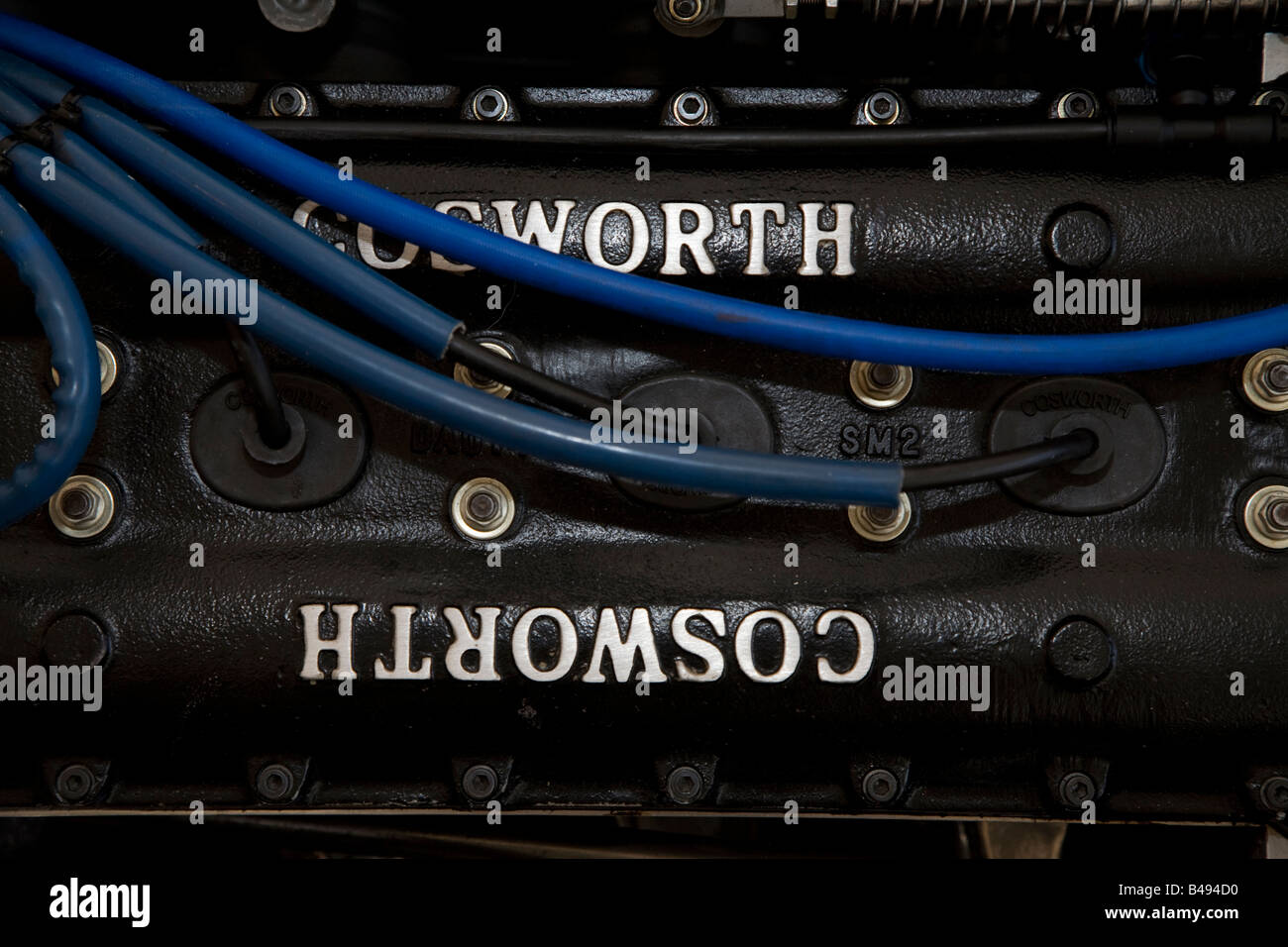 Cosworth V8 engine top view Stock Photo - Alamy