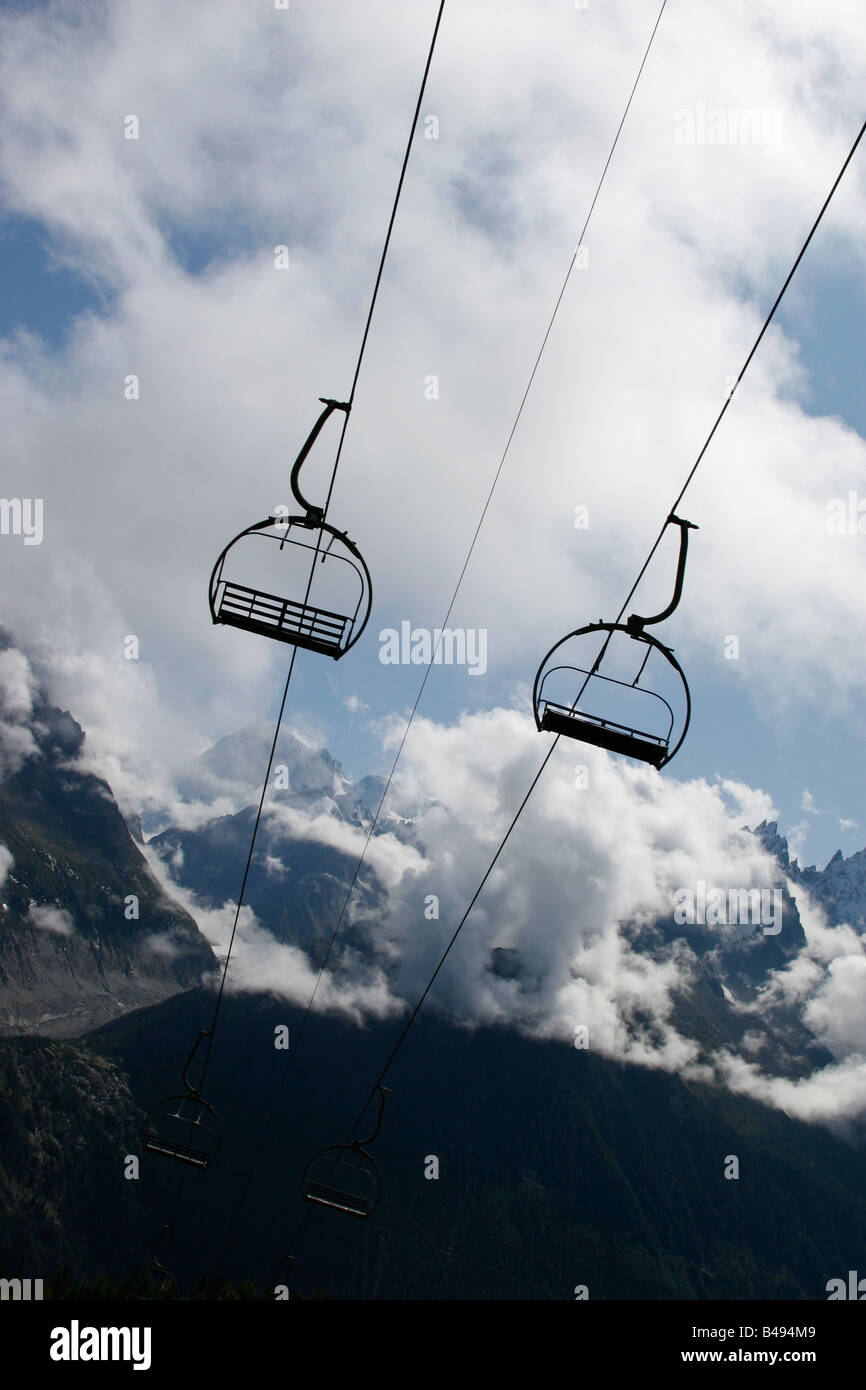 Chair lifts near Chamonix in the French Alps Stock Photo - Alamy