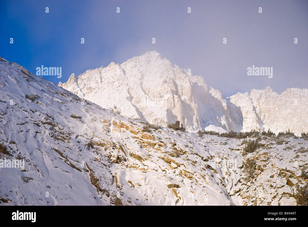 Fresh snow on Mount Abbot after a winter storm John Muir Wilderness ...
