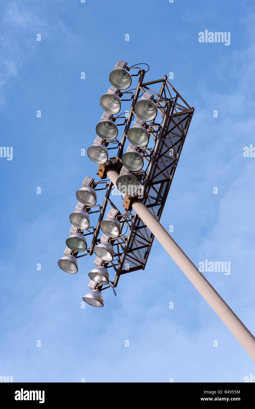 A row of stadium lights in an outdoor sports arena Stock Photo - Alamy