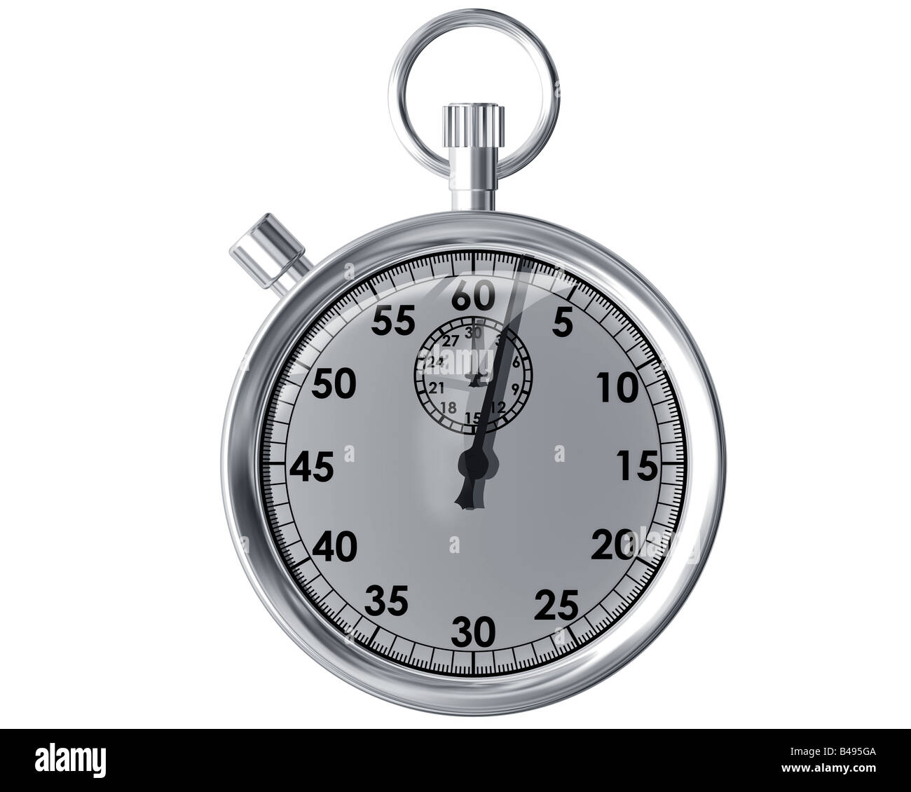 Illustration of an isolated traditional silver stopwatch Stock Photo ...
