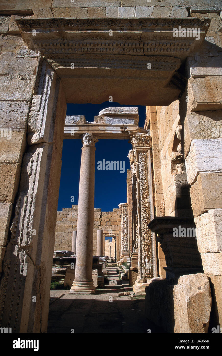 The Roman ruins at Leptis Magna, Libya Stock Photo - Alamy